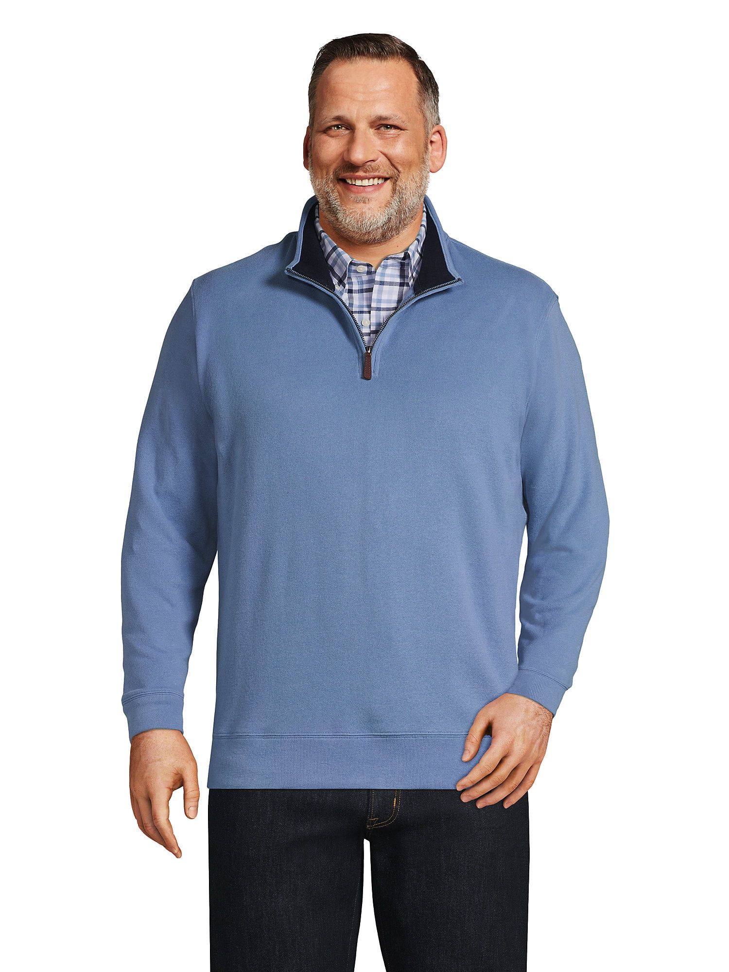 Lands' End Men's Big Bedford Rib Quarter Zip Sweater - Walmart.com