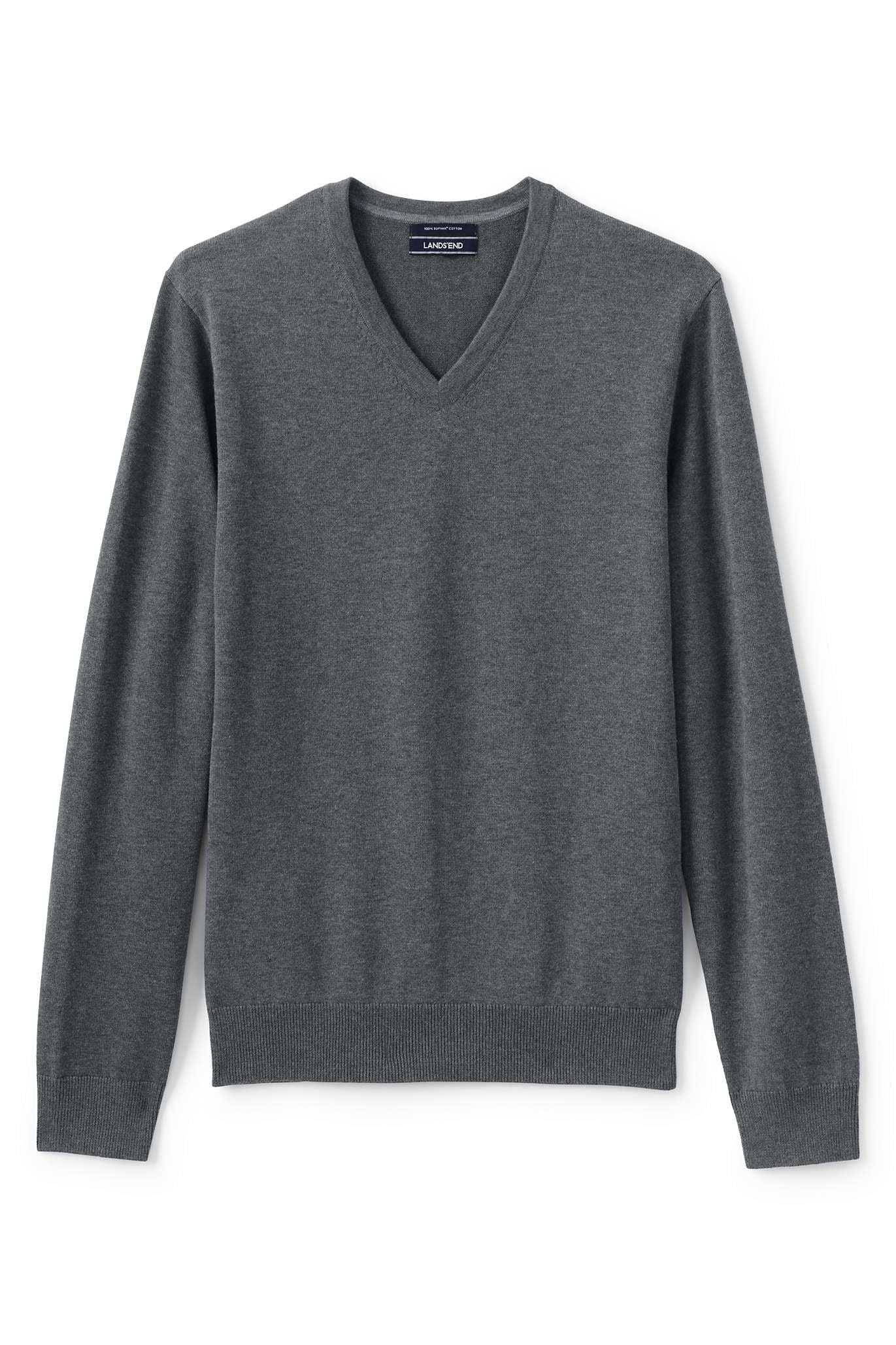 Lands' End Men's Fine Gauge Supima V-Neck Classic Sweater - Walmart.com