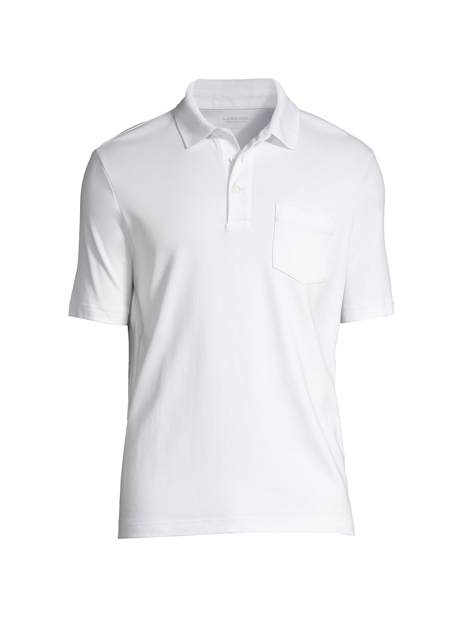 Men's Lands' End Super Soft Supima Pocket Polo Color: White Size: XL ...