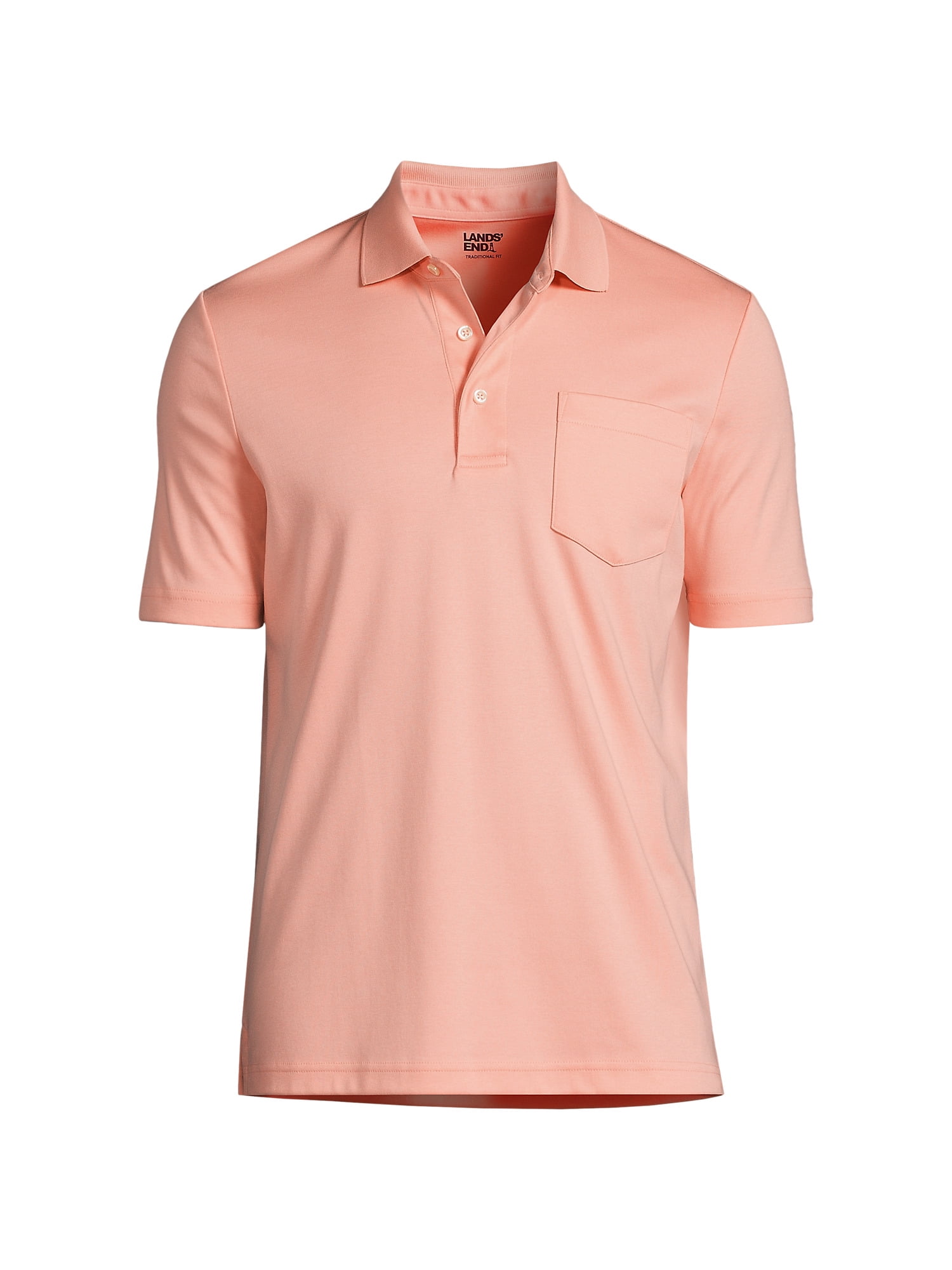 Lands' End Men's Short Sleeve Cotton Supima Polo Shirt with Pocket ...