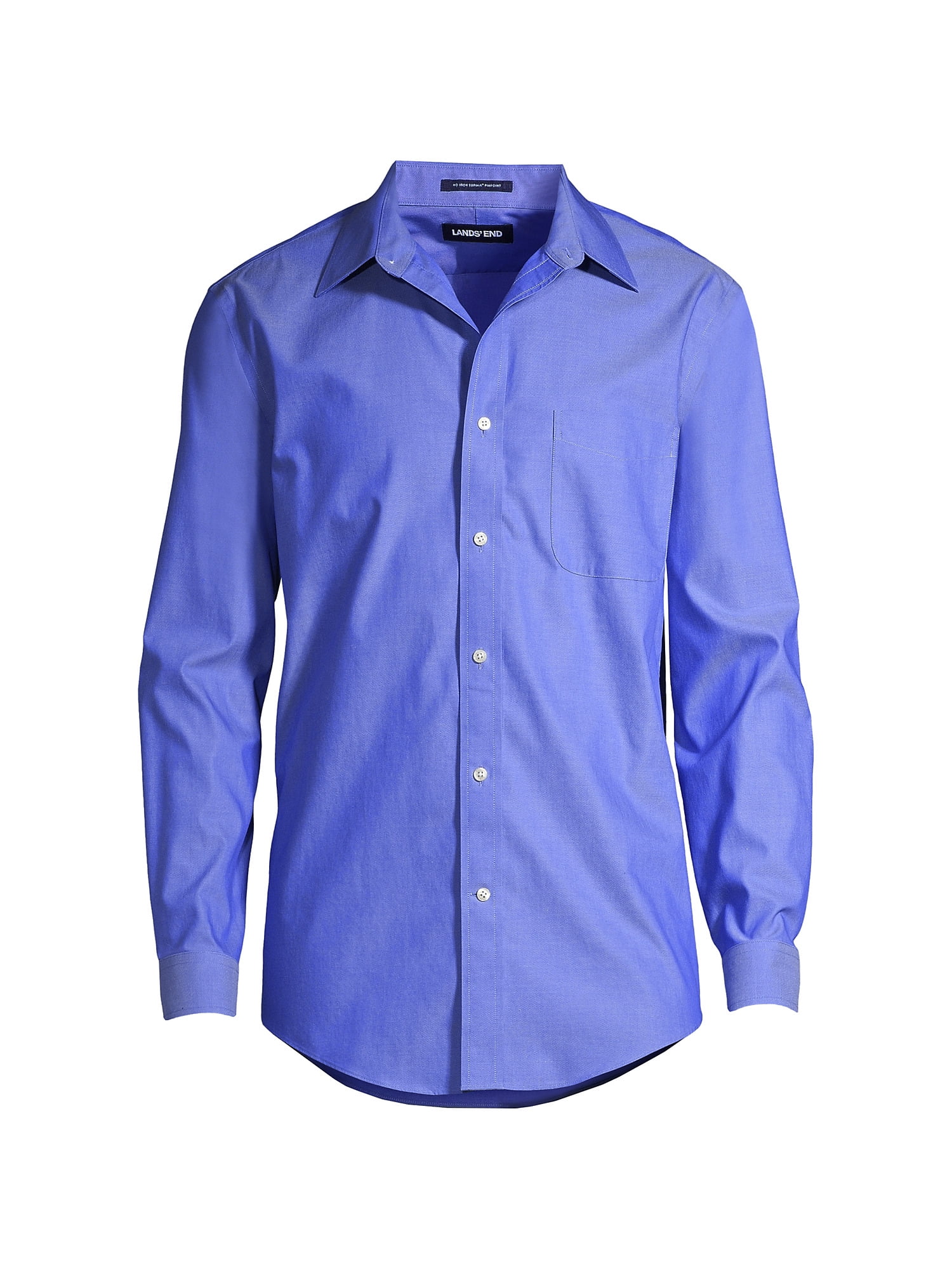 Lands' End Men's Solid No Iron Supima Pinpoint Straight Collar Dress ...