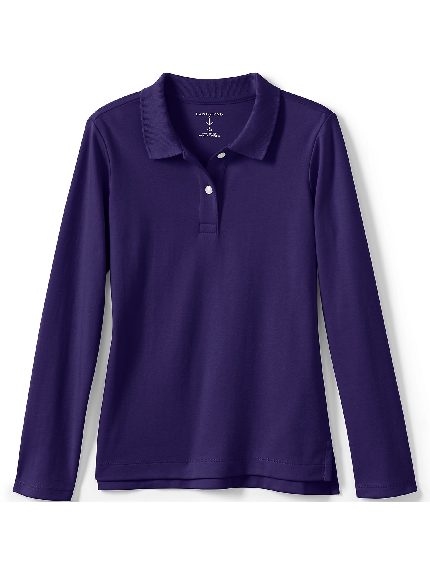 Lands' End School Uniform Girls Long Sleeve Feminine Fit Interlock Polo ...