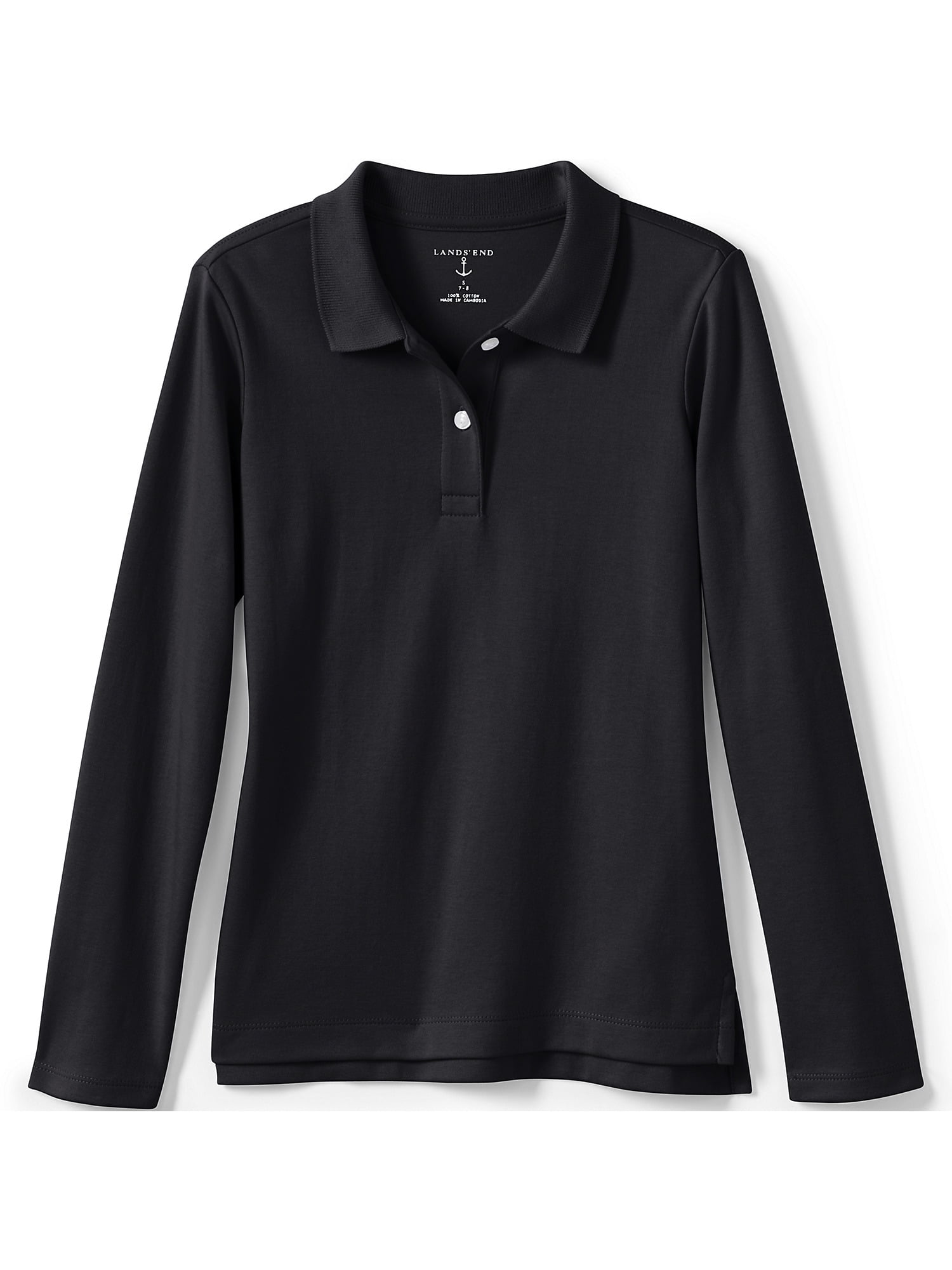 Lands' End Girls Long Sleeve Interlock Polo Shirt, Classroom Collar ...