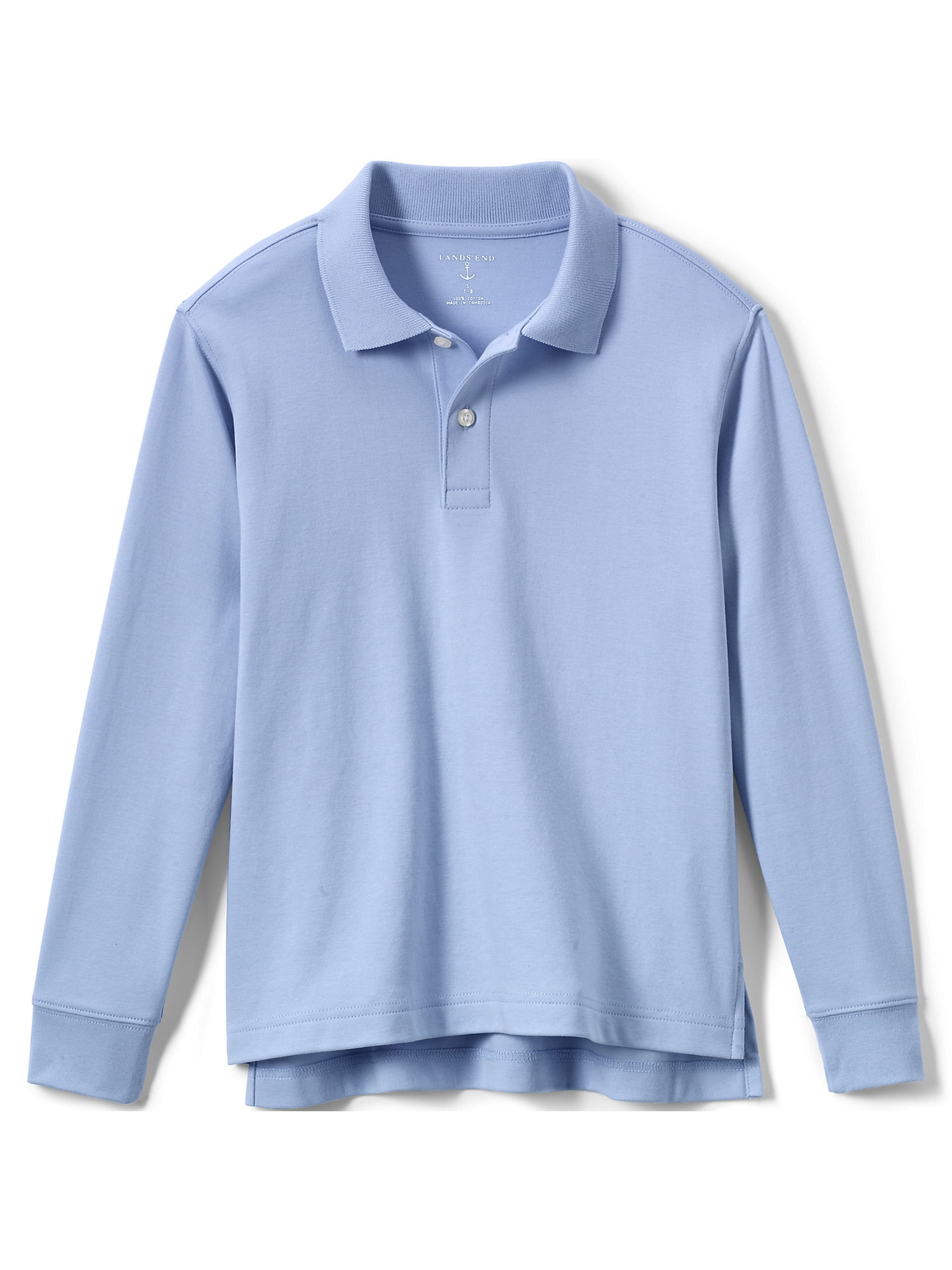 Lands' End School Uniform Kids Long Sleeve Interlock Polo Shirt ...