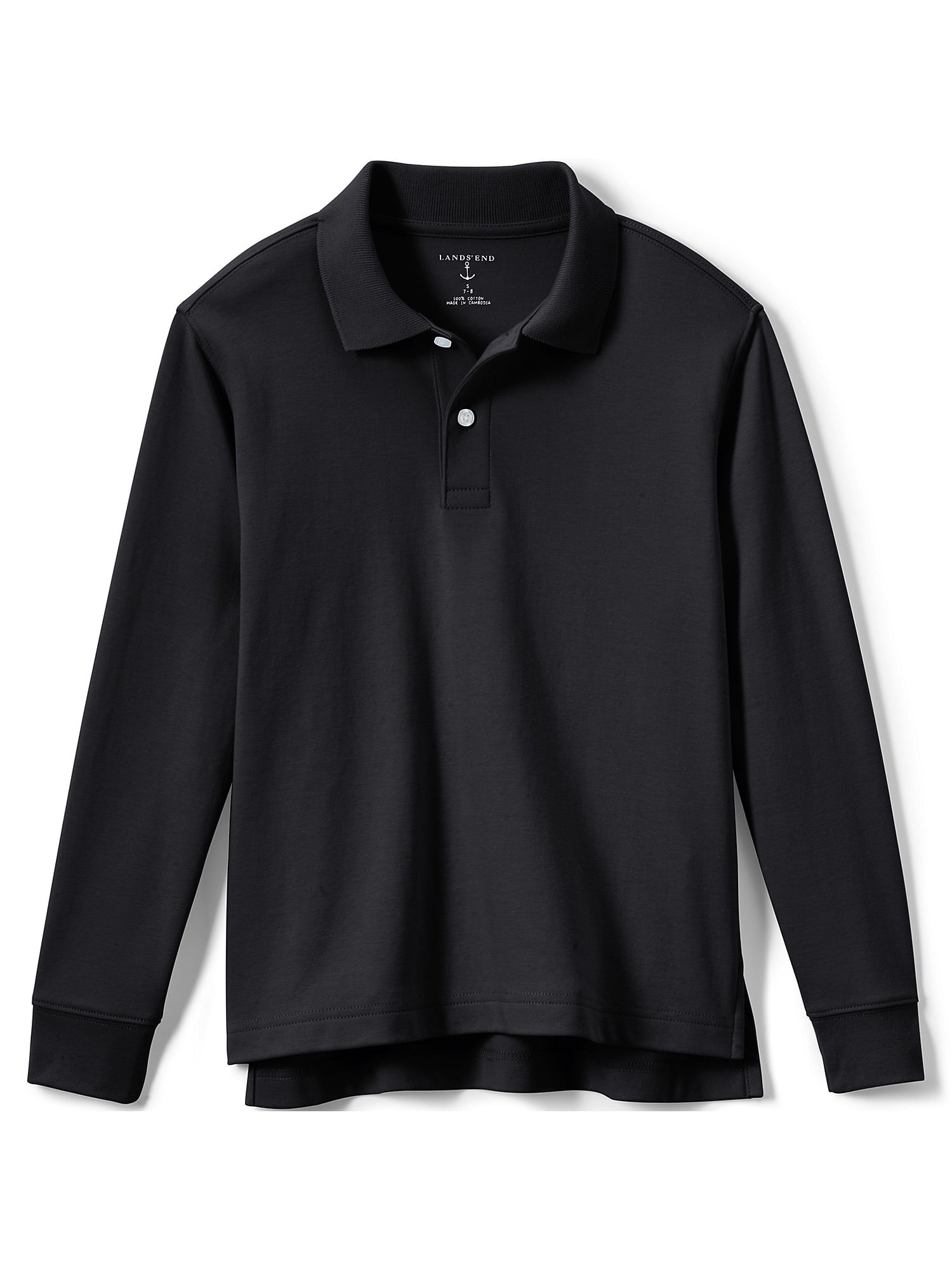 Lands' End School Uniform Kids Long Sleeve Interlock Polo Shirt ...