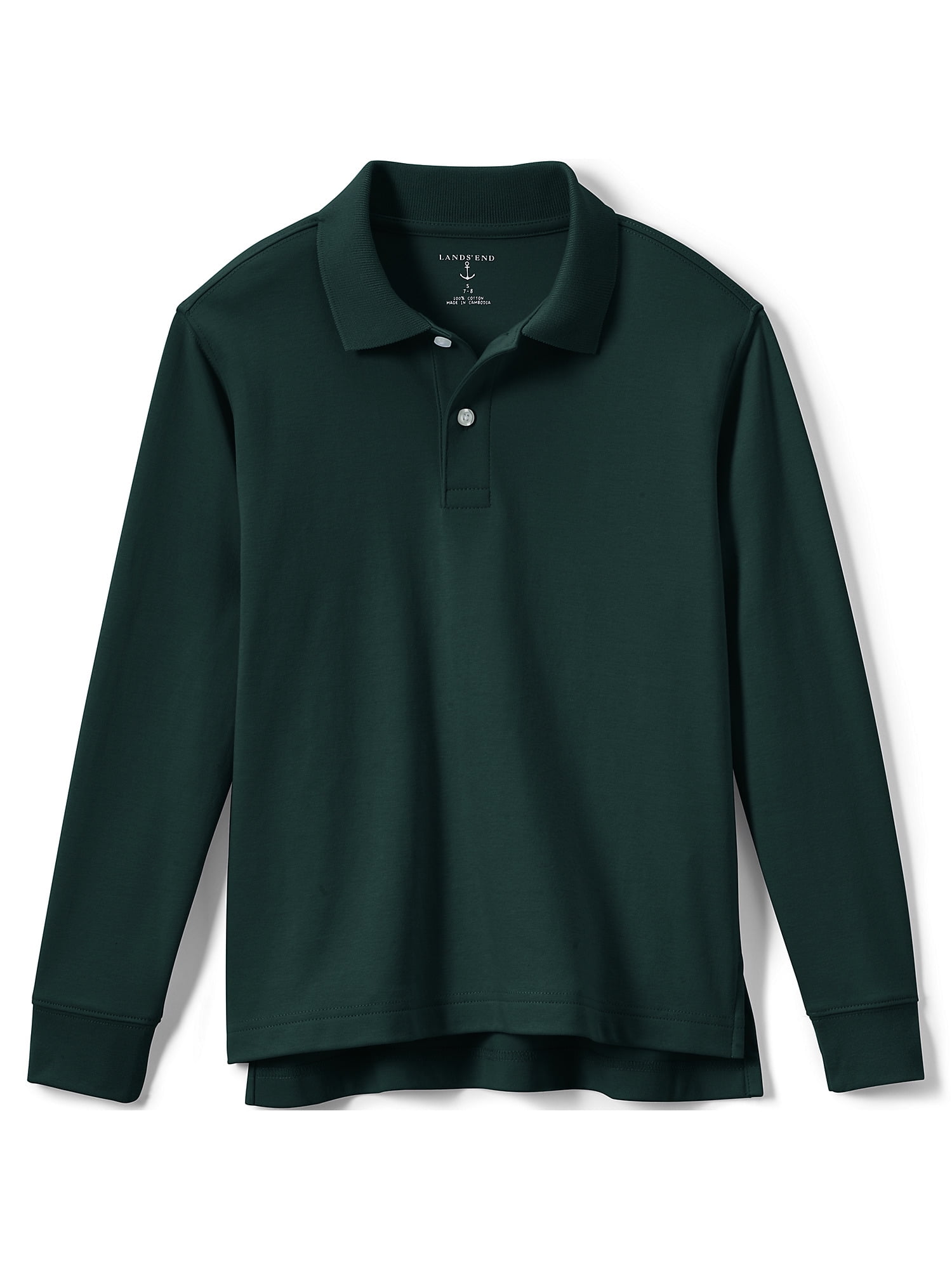 Lands' End School Uniform Kids Long Sleeve Interlock Polo Shirt ...