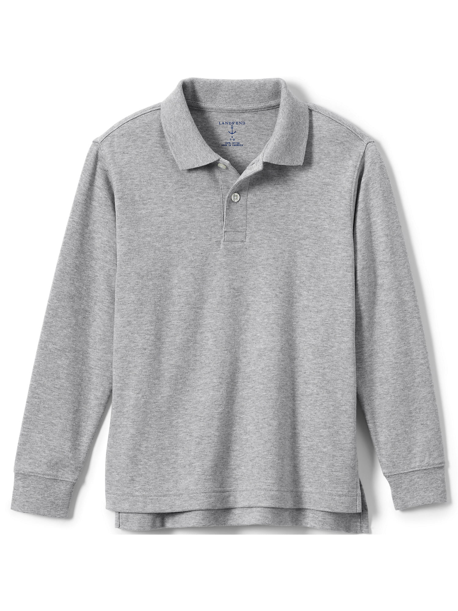 Lands' End School Uniform Kids Long Sleeve Interlock Polo Shirt ...