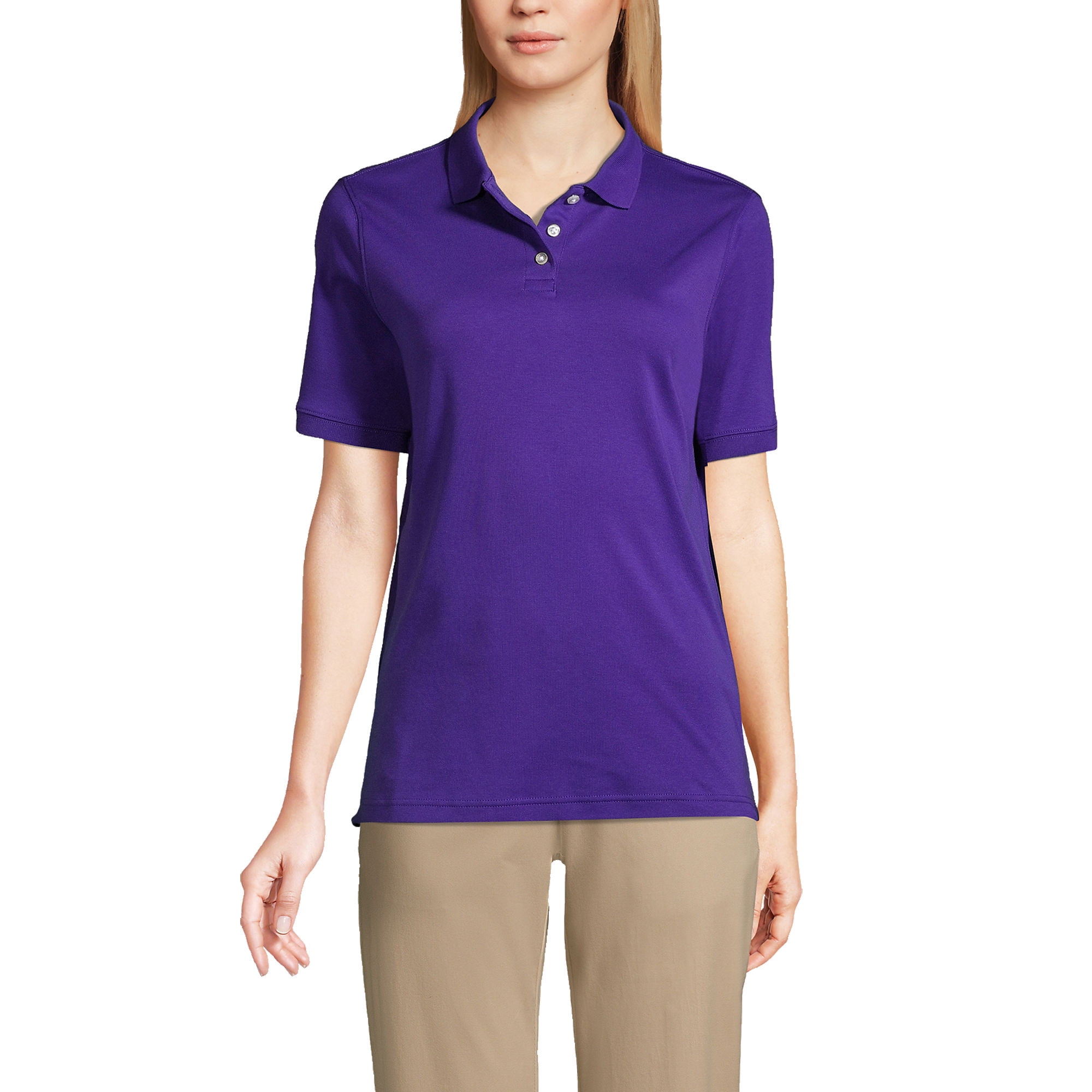 Lands' End Essentials Women's Short Sleeve All Day Comfort Polo Shirt ...