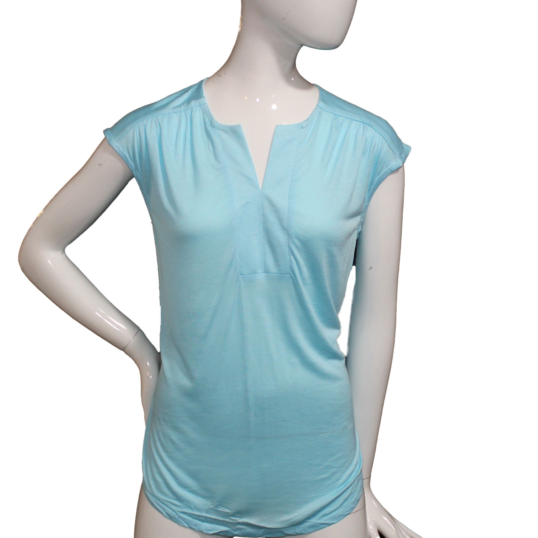 Lands' End Women Size XS 2/4 Petite, Split Neck Tunic, Aqua Shell ...