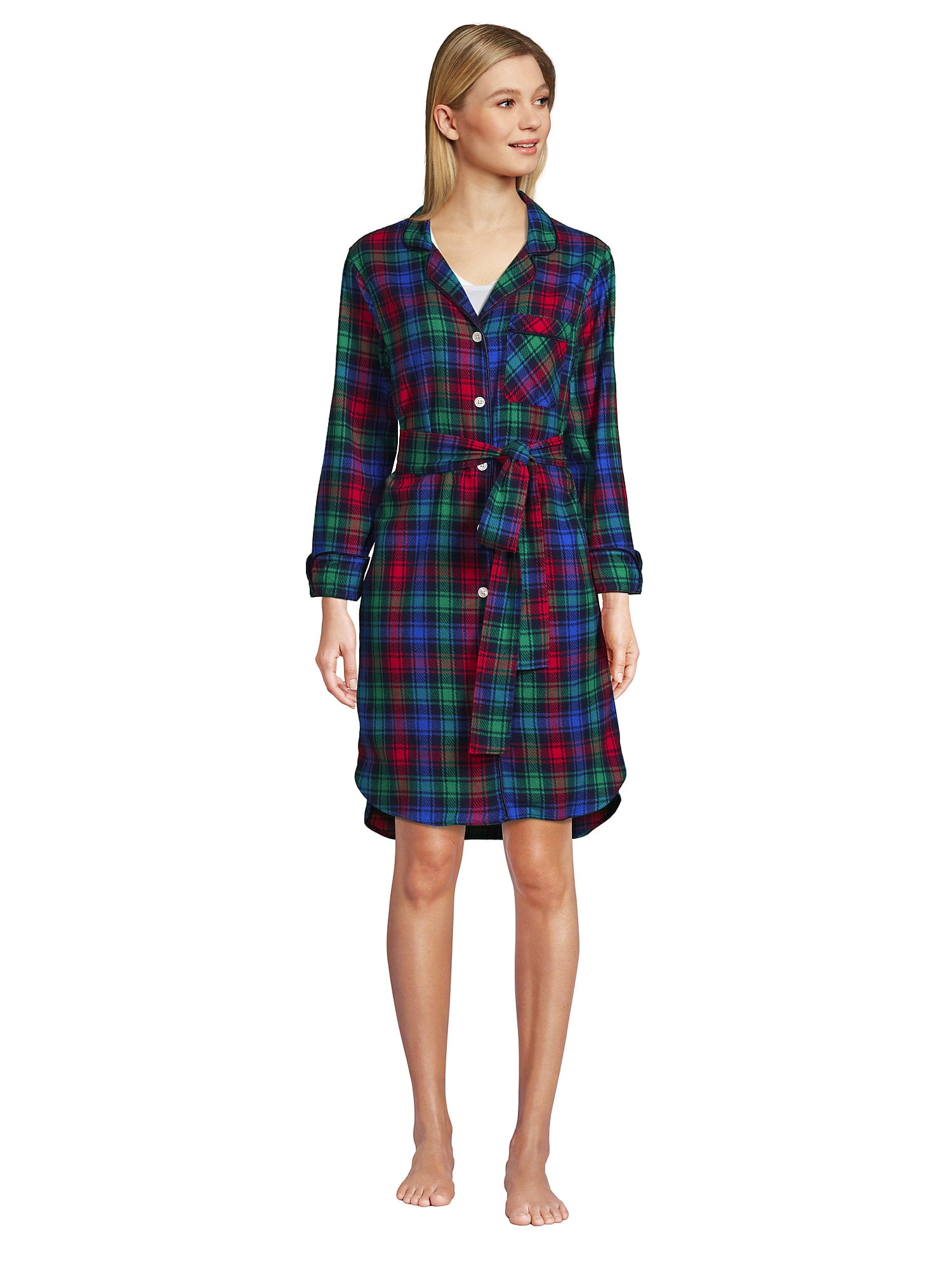 Lands' End Women's 3/4 Sleeve Flannel Sleepshirt Nightgown - Walmart.com