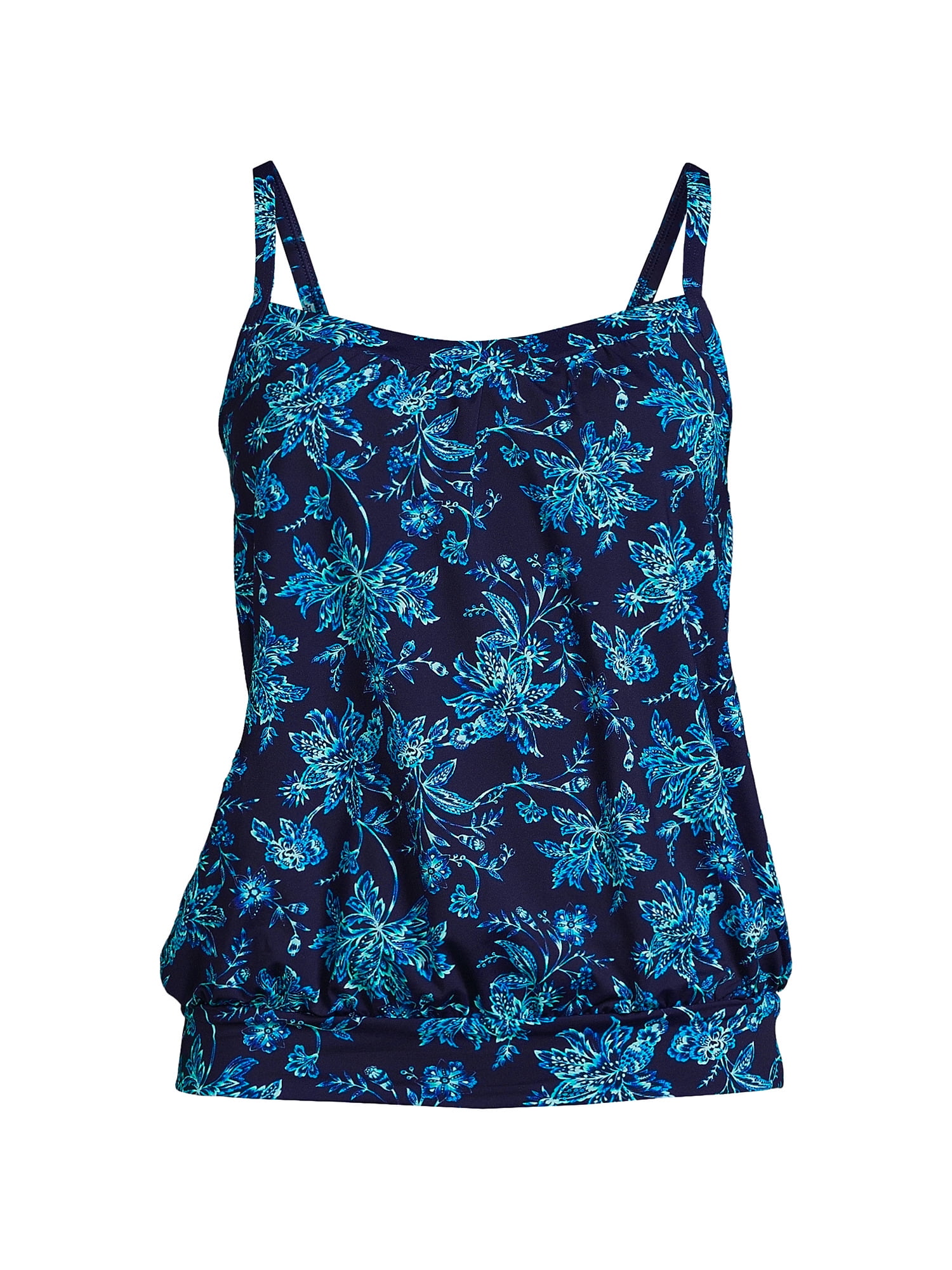 Lands' End Women's Chlorine Resistant Blouson Tankini Swimsuit Top ...