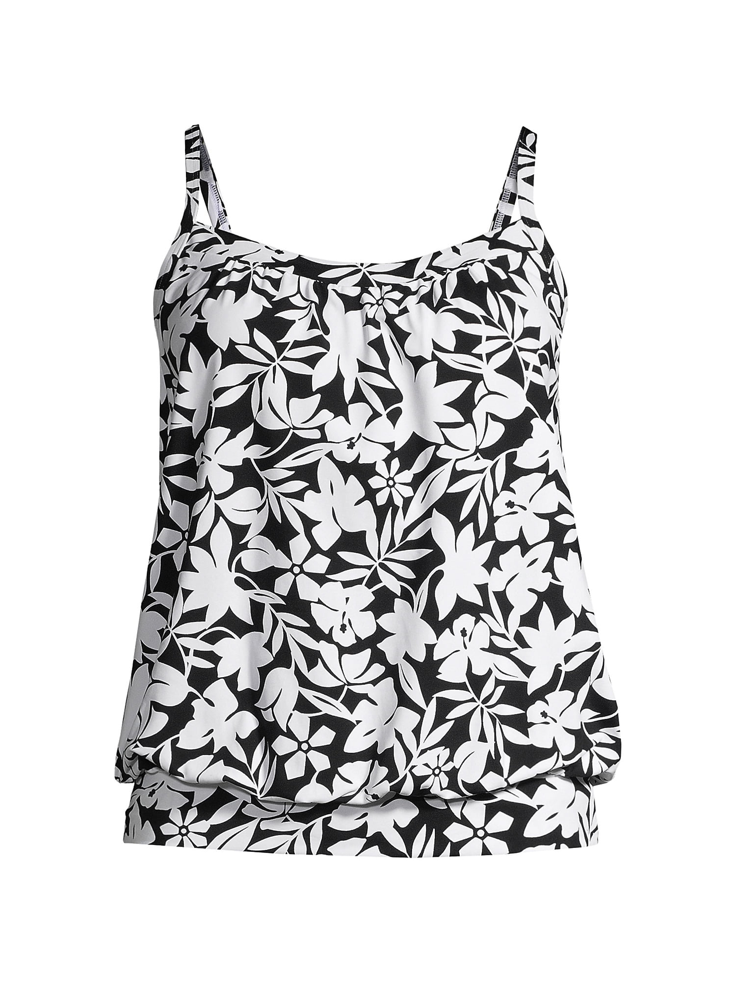 Lands' End Women's Chlorine Resistant Blouson Tankini Swimsuit Top ...