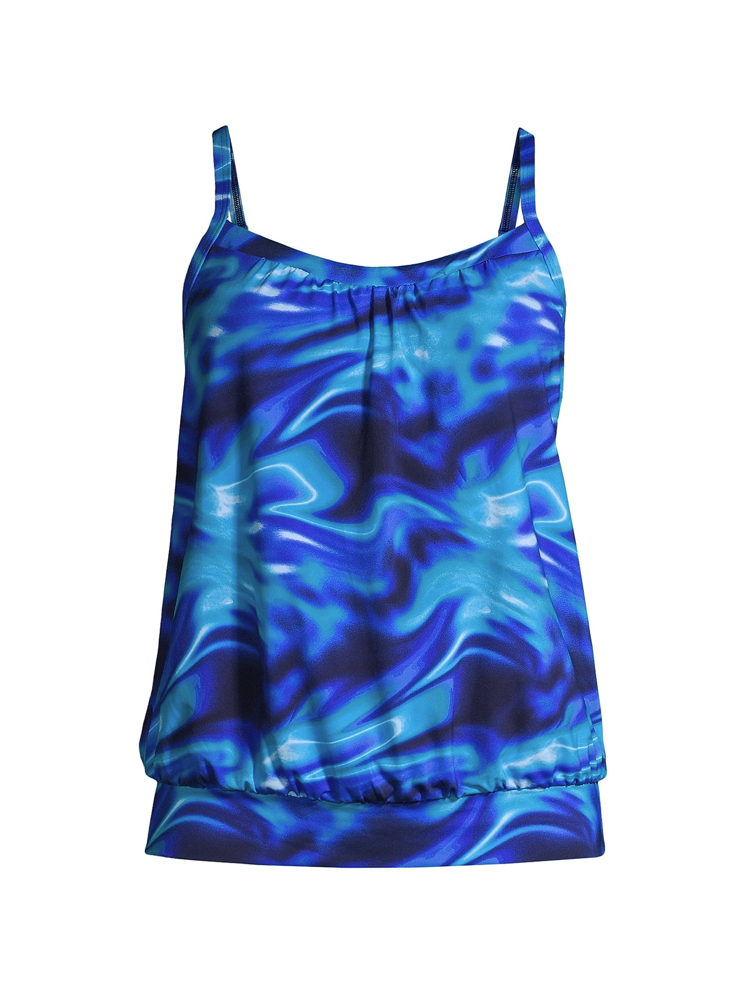 Lands' End Women's Chlorine Resistant Blouson Tankini Swimsuit Top ...