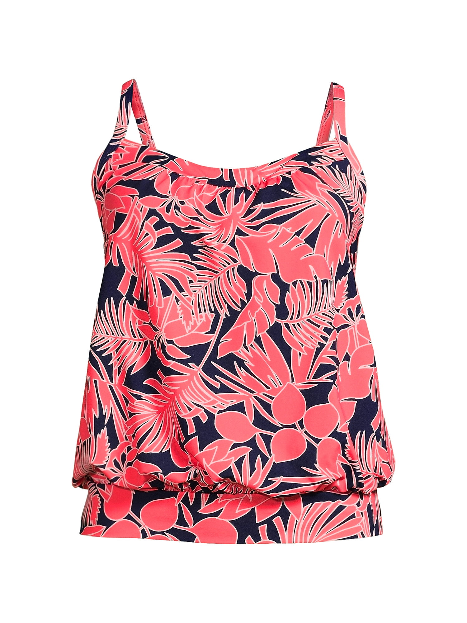 Lands' End Women's Chlorine Resistant Blouson Tankini Swimsuit Top ...