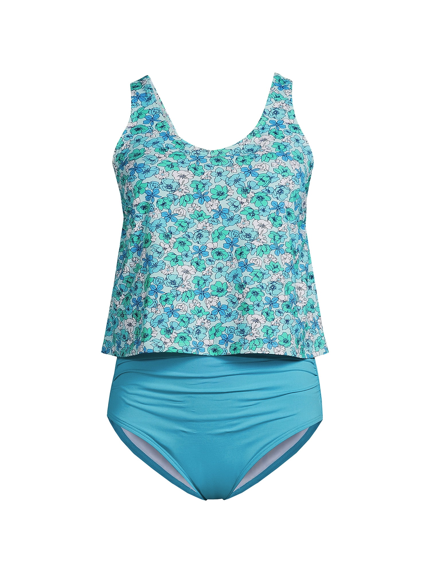 Lands' End Women's Chlorine Resistant One Piece Fauxkini Swimsuit ...