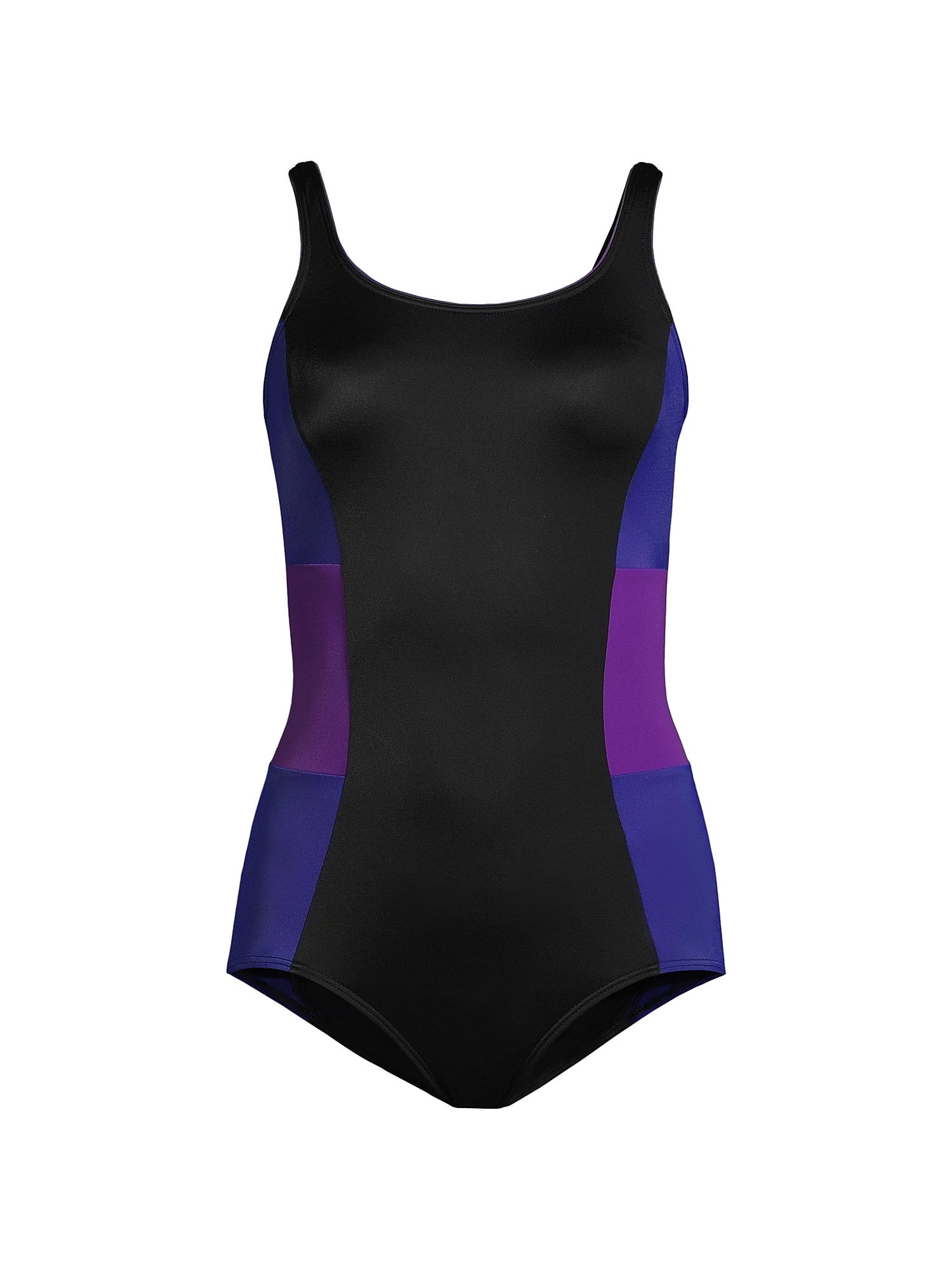 Lands' End Women's Scoop Neck Tugless Sporty One Piece Swimsuit ...