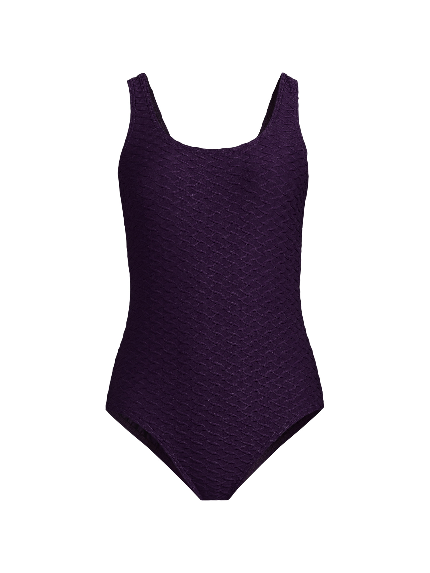 Lands' End Women's Chlorine Resistant Texture High Leg Soft Cup Tugless ...