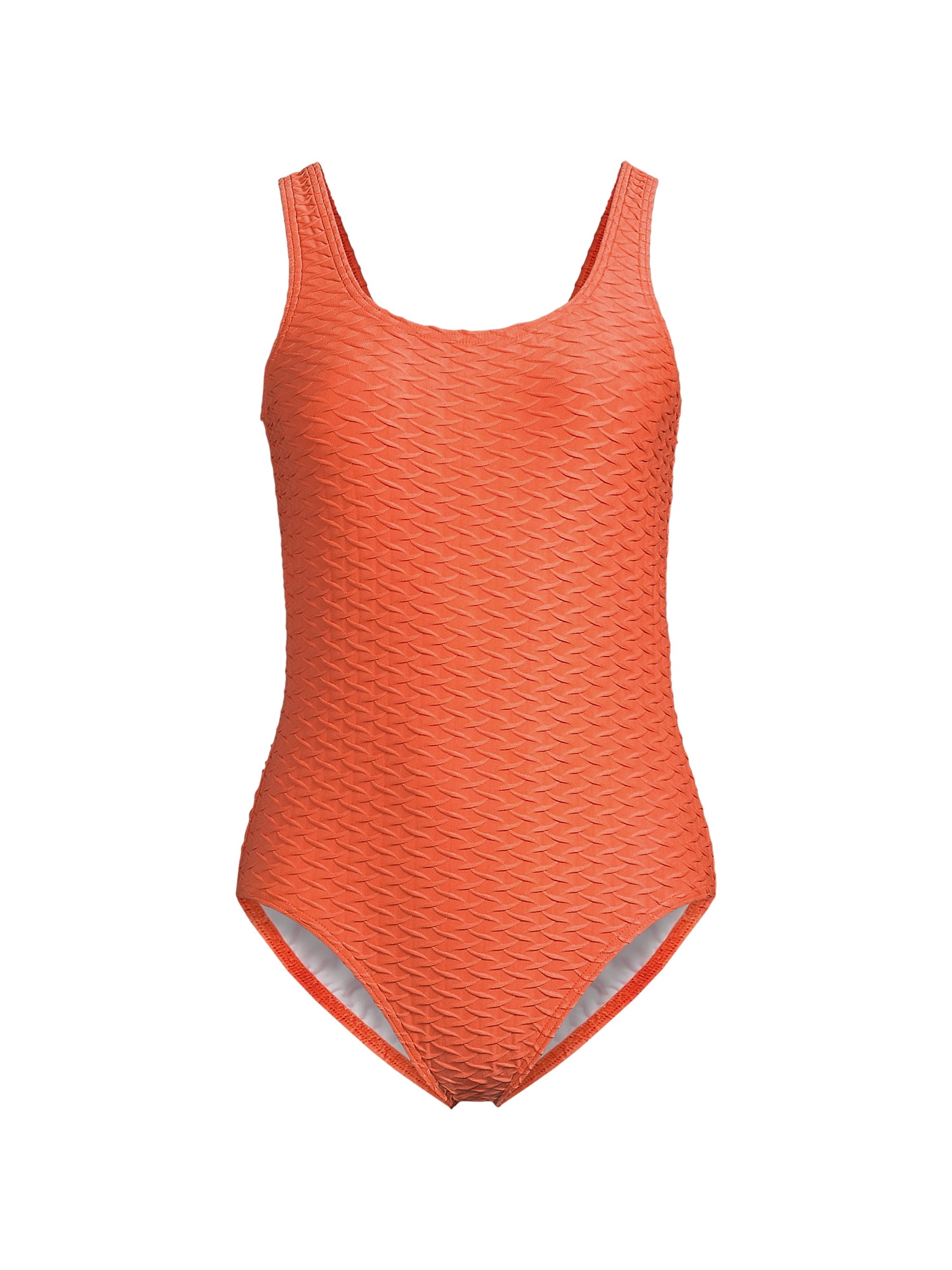 Lands' End Women's Chlorine Resistant Texture High Leg Soft Cup Tugless ...