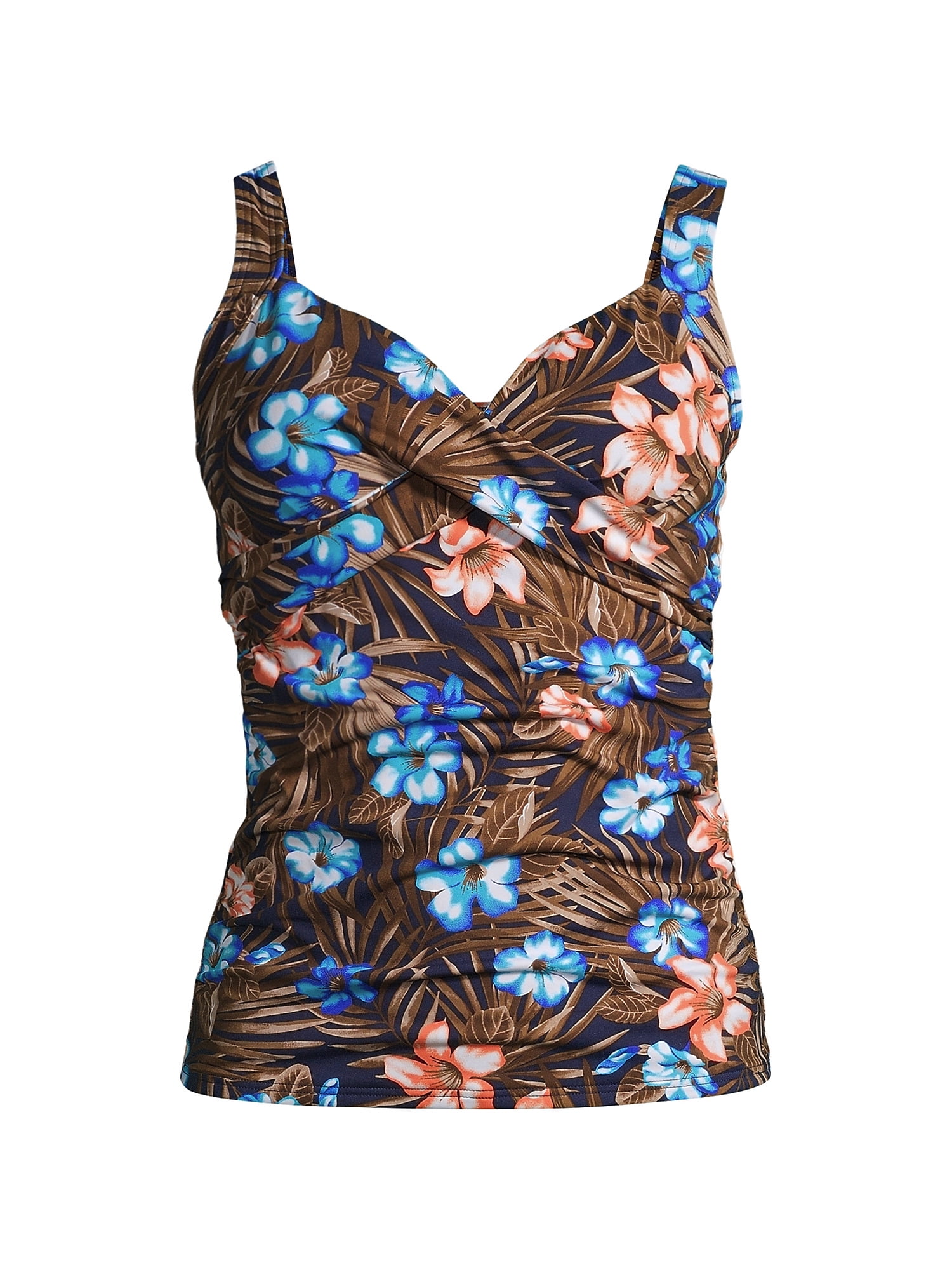 Lands' End Women's Chlorine Resistant V-Neck Wrap Underwire Tankini ...