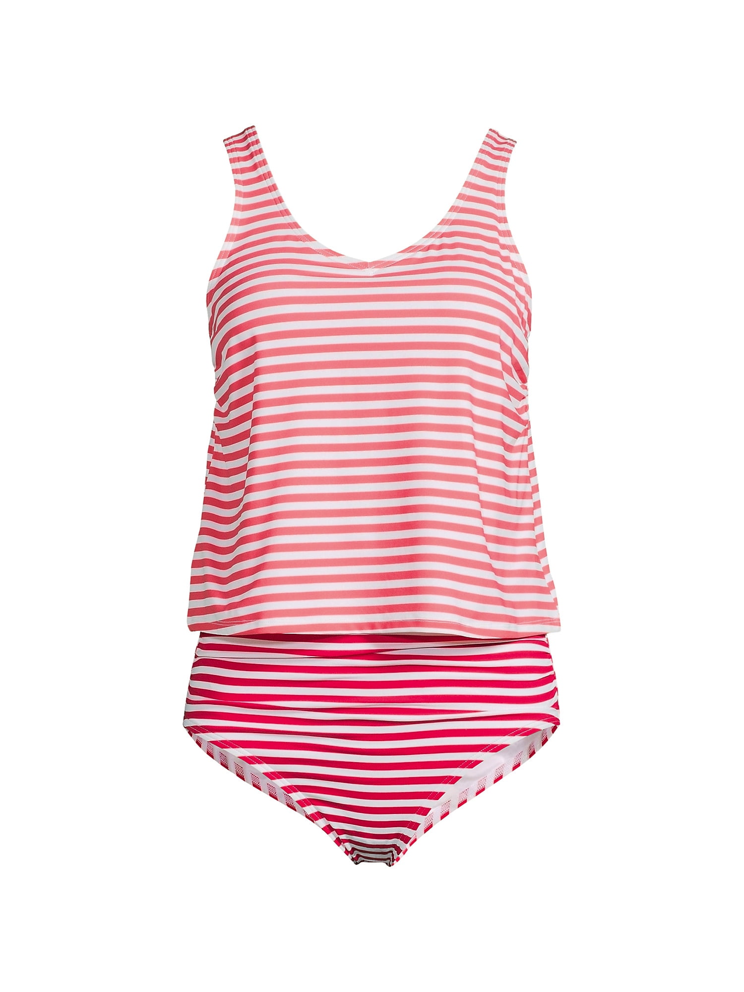 Lands' End Women's Chlorine Resistant V-neck One Piece Fauxkini ...