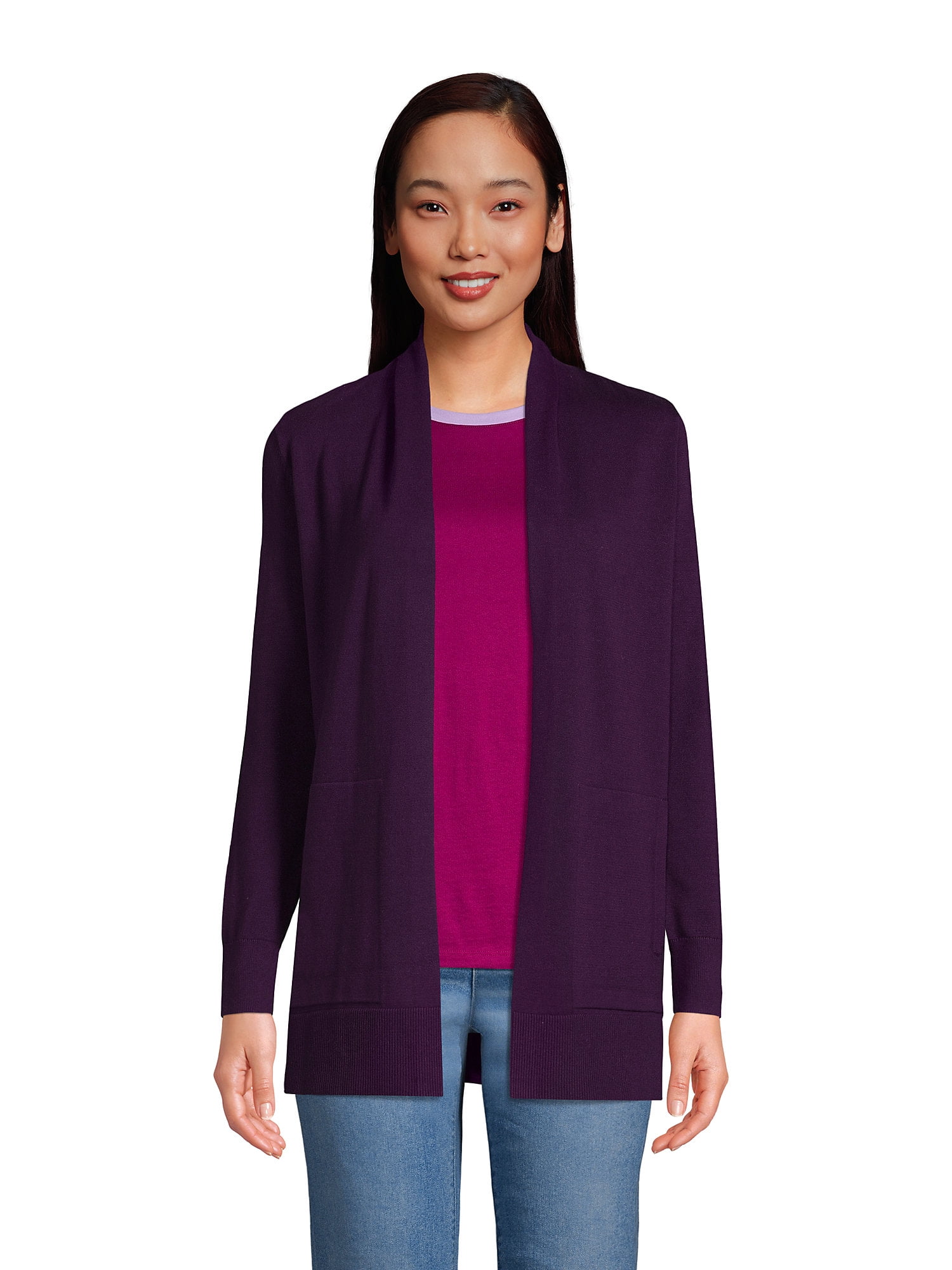 Lands' End Women's Cotton Open Long Cardigan Sweater - Walmart.com
