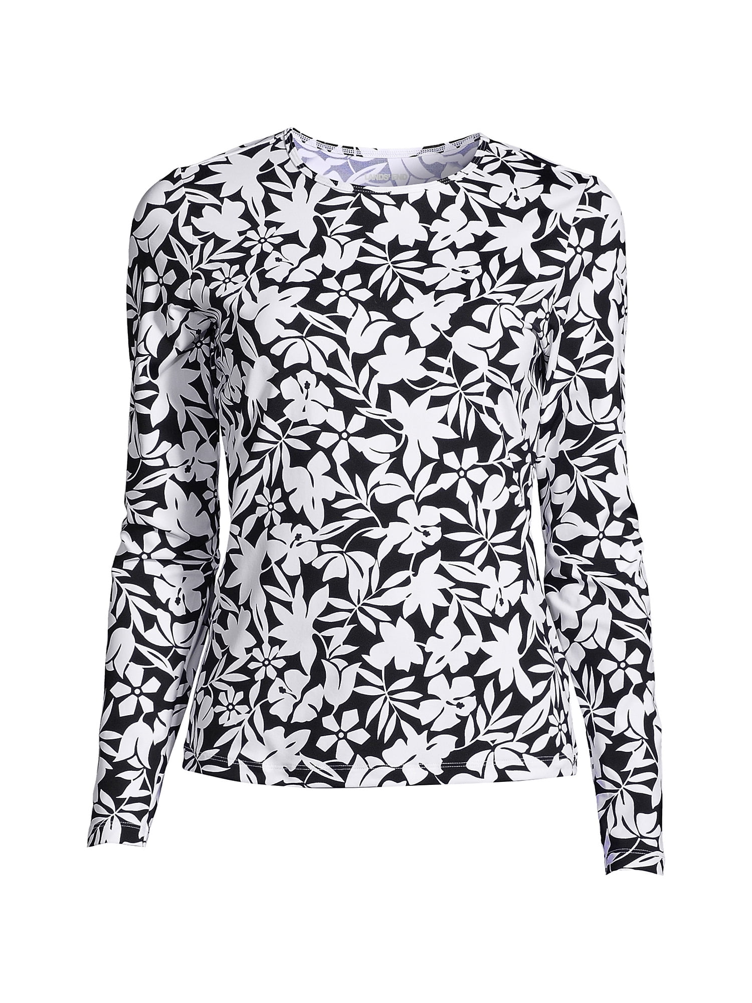 Lands End Womens Crew Neck Long Sleeve Rash Guard Upf 50 Swim Tee