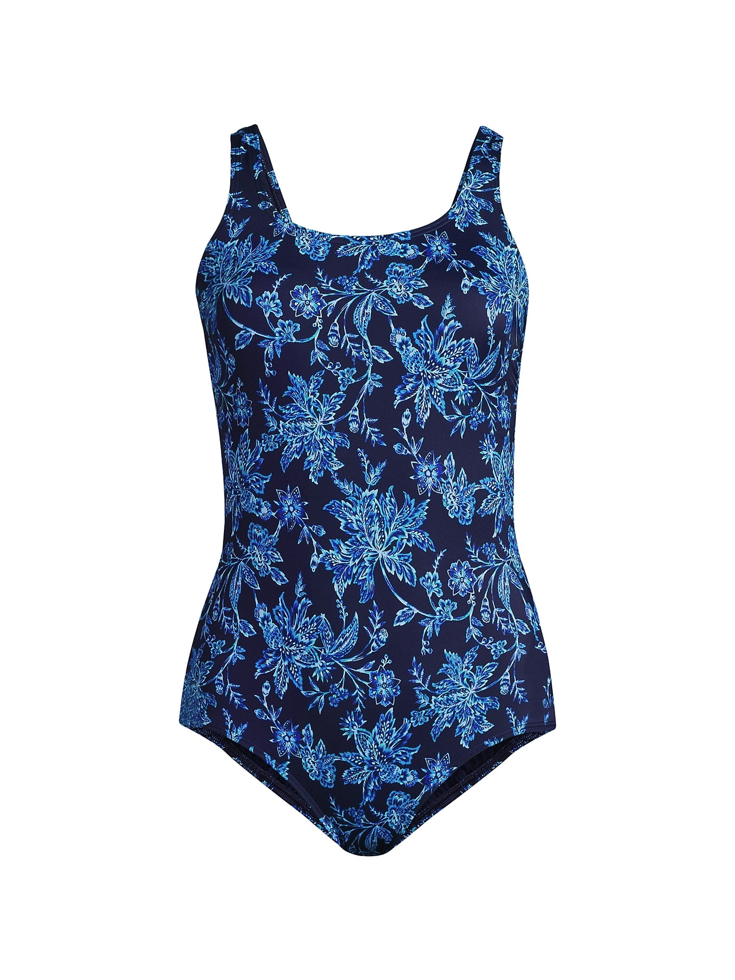 Lands' End Women's D-Cup Chlorine Resistant Scoop Neck Soft Cup Tugless ...