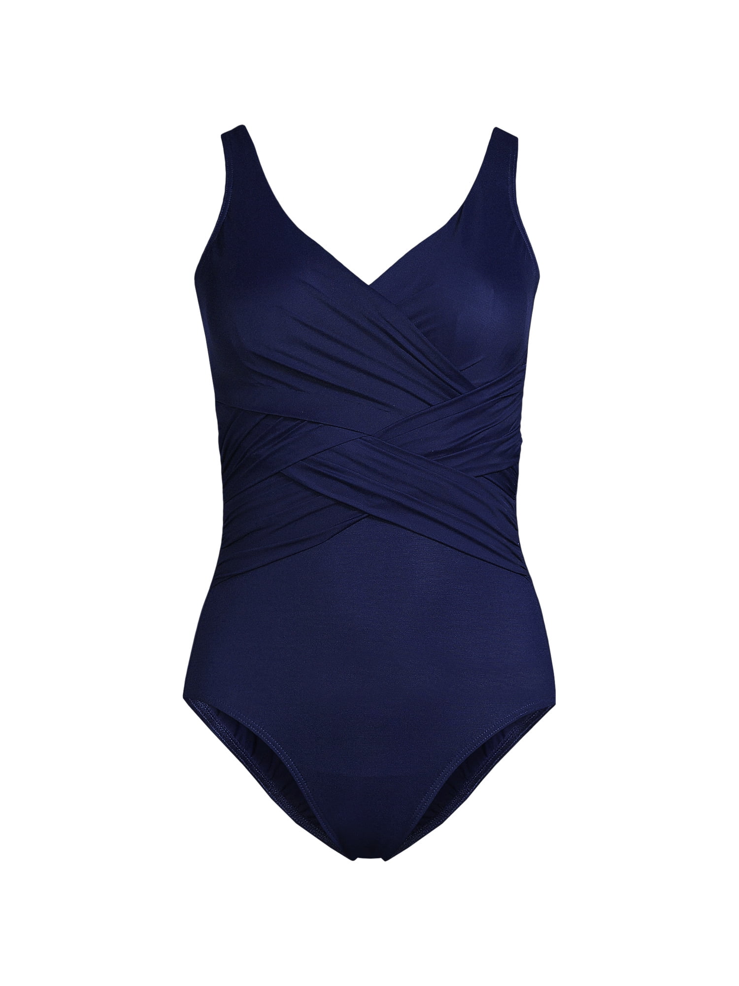 Lands' End Women's DD-Cup Slender Suit Wrap One Piece Swimsuit ...