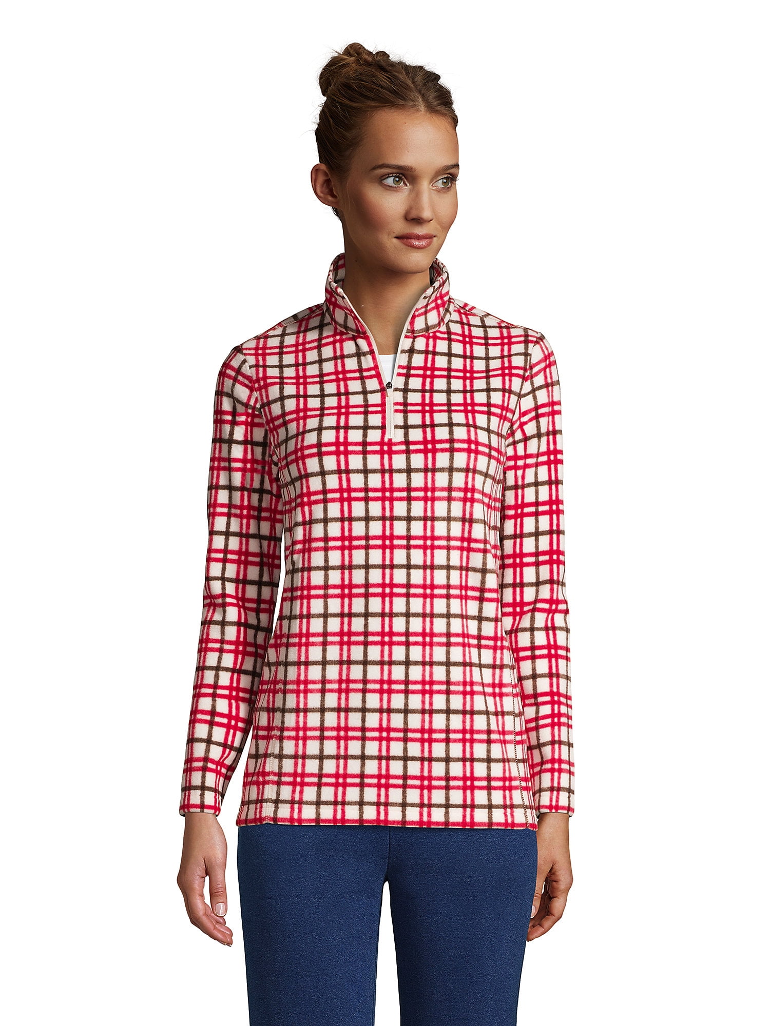 Lands' End Women's Fleece Quarter Zip Pullover Print - Walmart.com