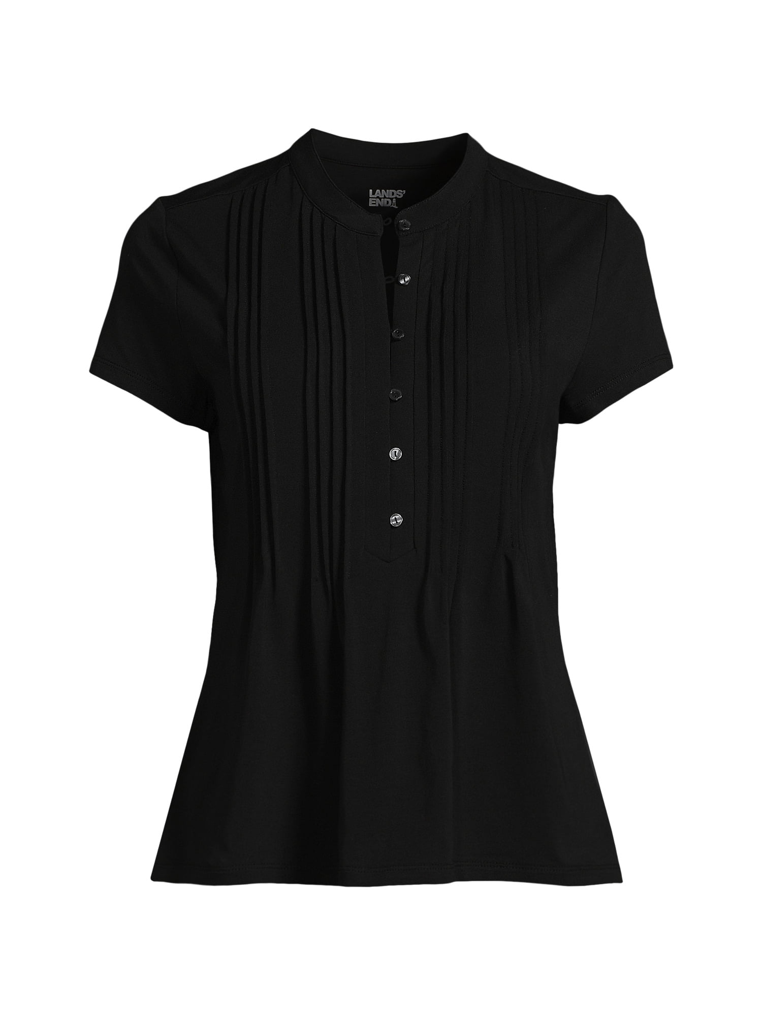 Lands' End Women's Lightweight Jersey Button Pintuck Top - Walmart.com