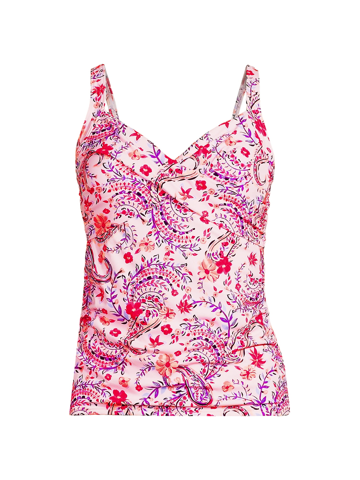 Lands' End Women's Long Torso V-Neck Wrap Underwire Tankini Swimsuit ...