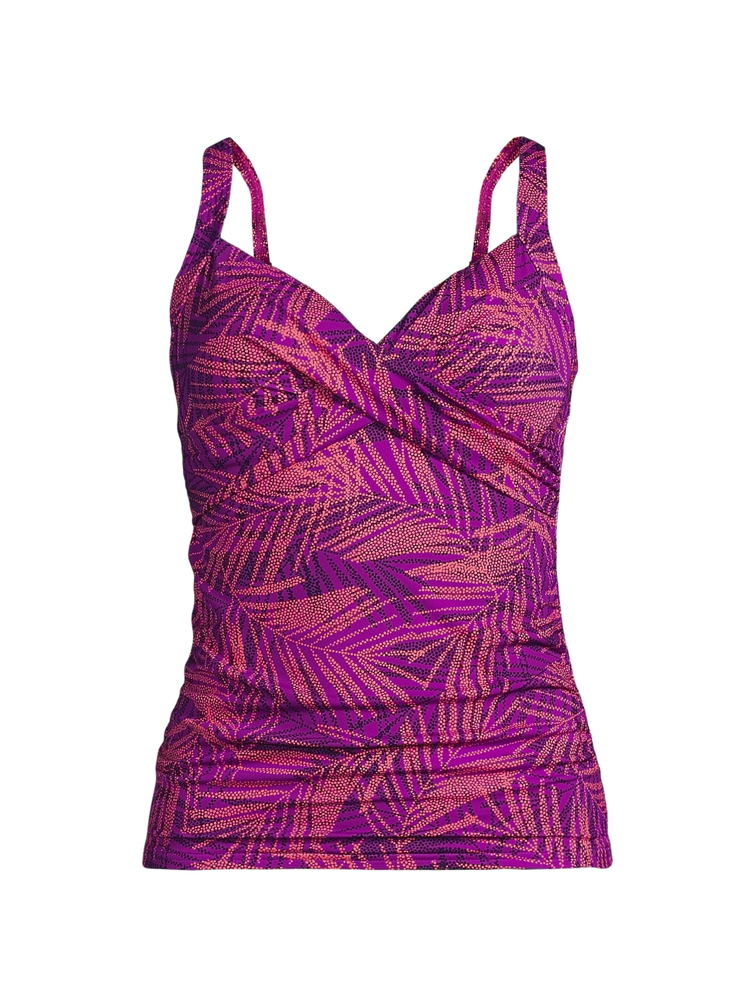 Lands' End Women's Long Torso V-Neck Wrap Underwire Tankini Swimsuit ...