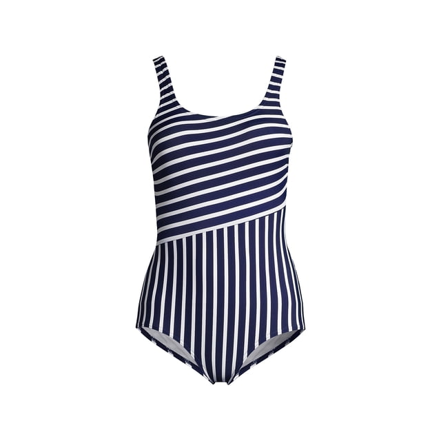 Lands' End Women's Plus Size Scoop Neck Tugless Sporty One Piece ...