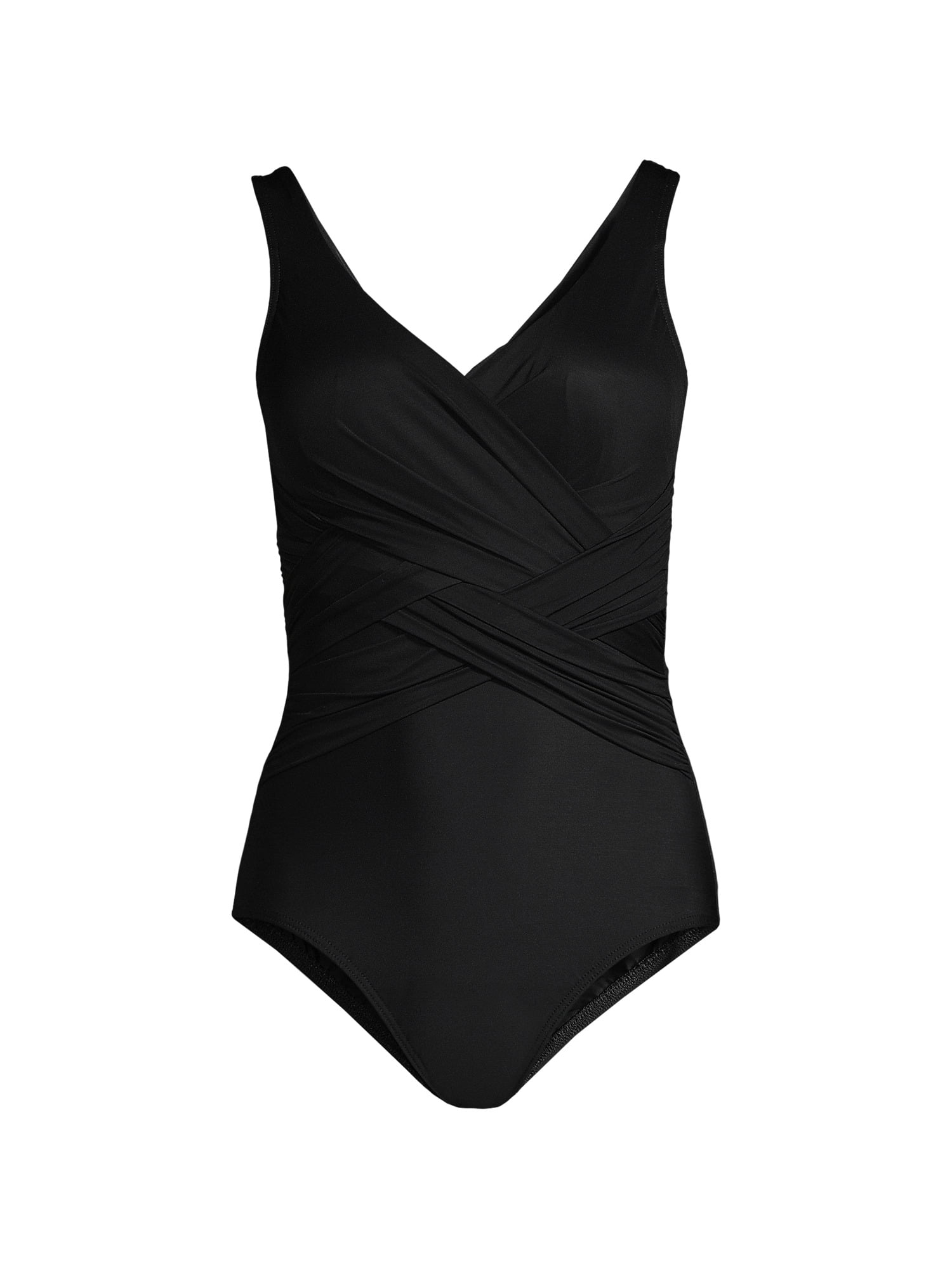 Lands' End Women's Plus Size DD-Cup Slender Suit Wrap One Piece ...