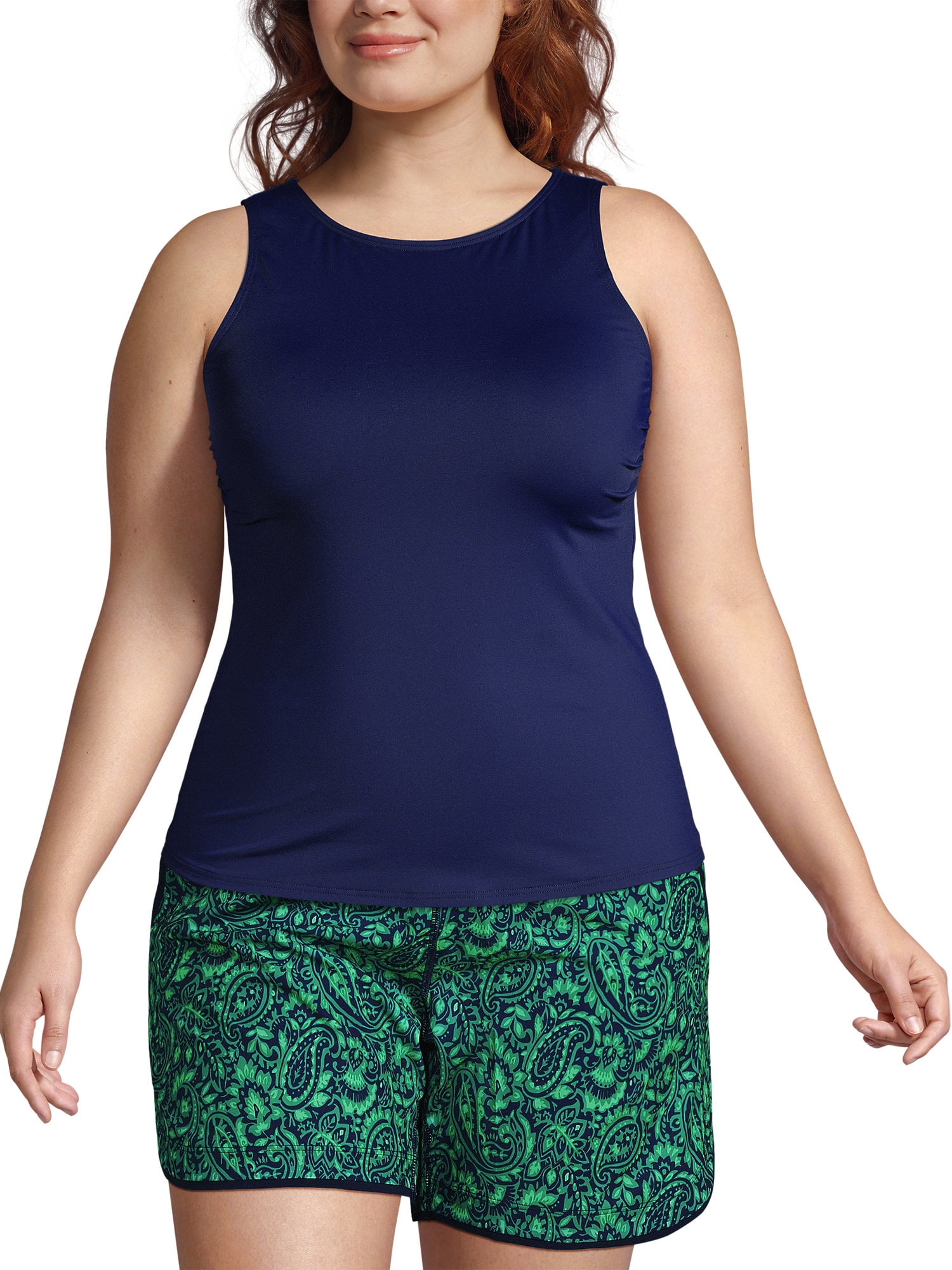 Lands' End Women's Plus Size Long Chlorine Resistant High Neck UPF 50 ...