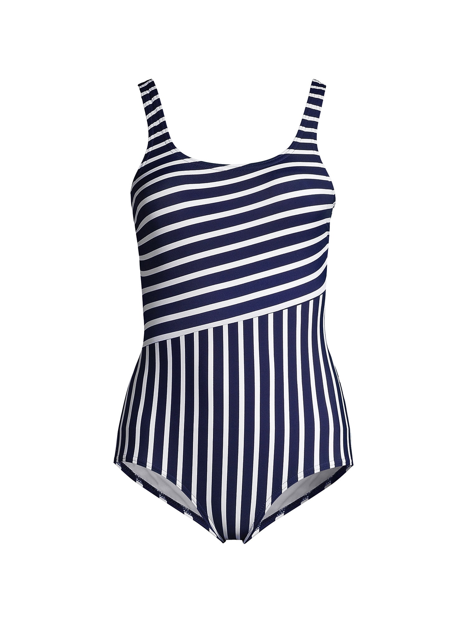 Lands' End Women's Plus Size Long Torso Scoop Neck Tugless One Piece ...