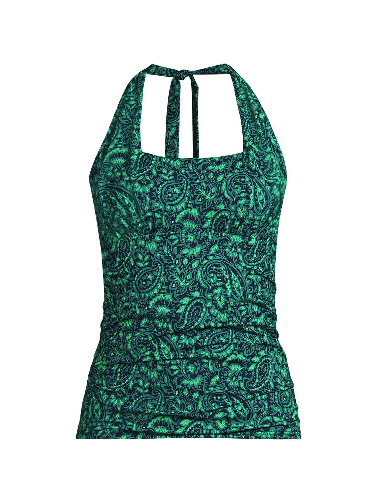 Lands' End Women's Plus Size Long Chlorine Resistant Square Neck Halter ...