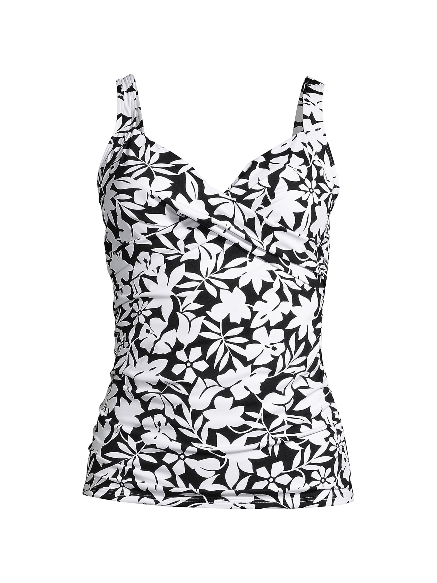 Lands' End Women's Plus Size Long Torso V-Neck Wrap Underwire Tankini ...