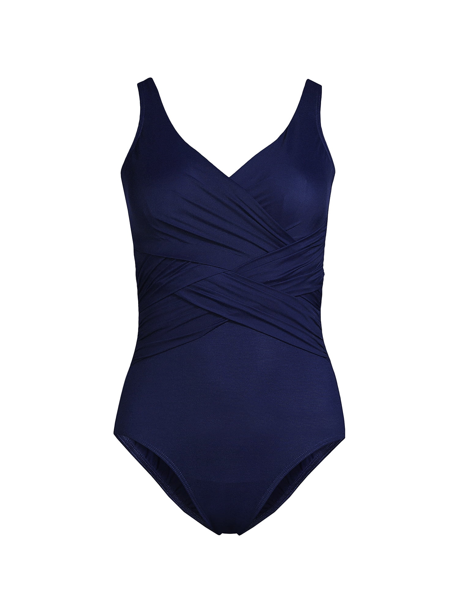 Lands' End Women's Plus Size Slender Suit Wrap One Piece Swimsuit ...