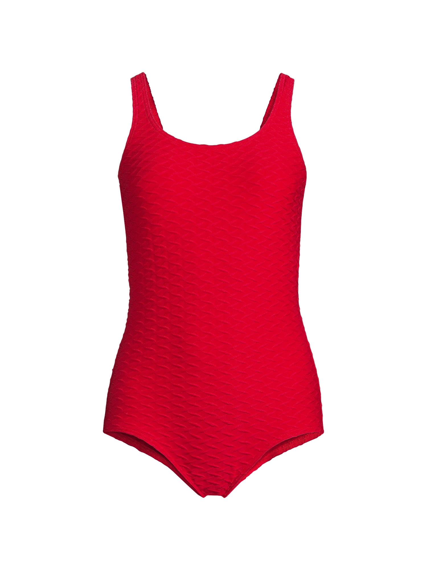 Lands' End Women's Plus Size Texture Scoop Neck Soft Cup Tugless Sporty ...