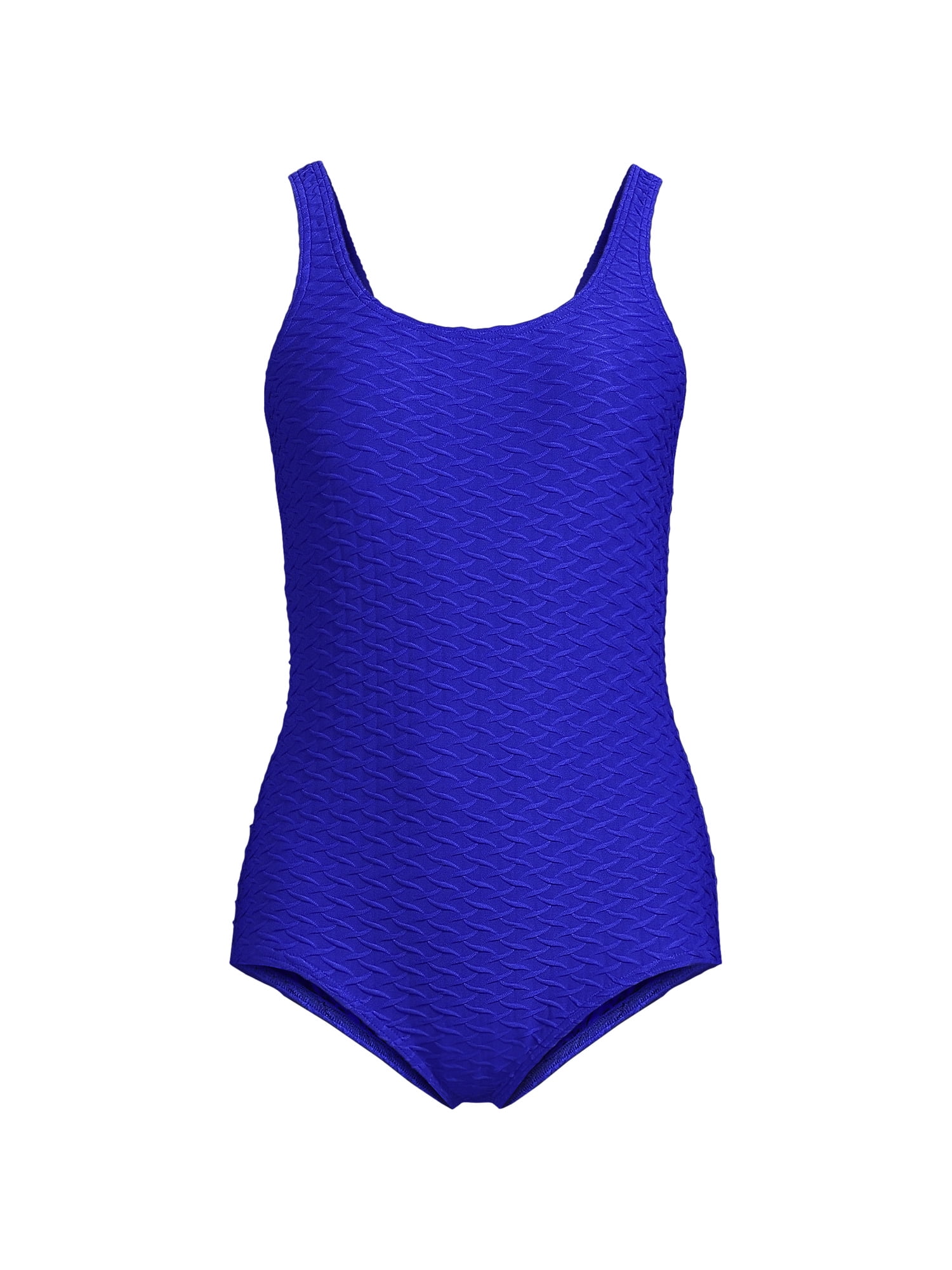 Lands' End Women's Plus Size Tugless Low Leg Textured One Piece ...