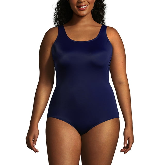 Lands End Womens Plus Size Tummy Control Chlorine Resistant Soft Cup