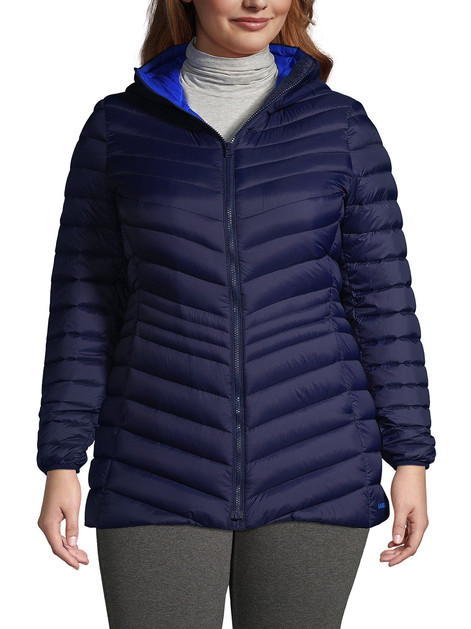 Lands End Womens Plus Size Wanderweight Ultralight Packable Hooded
