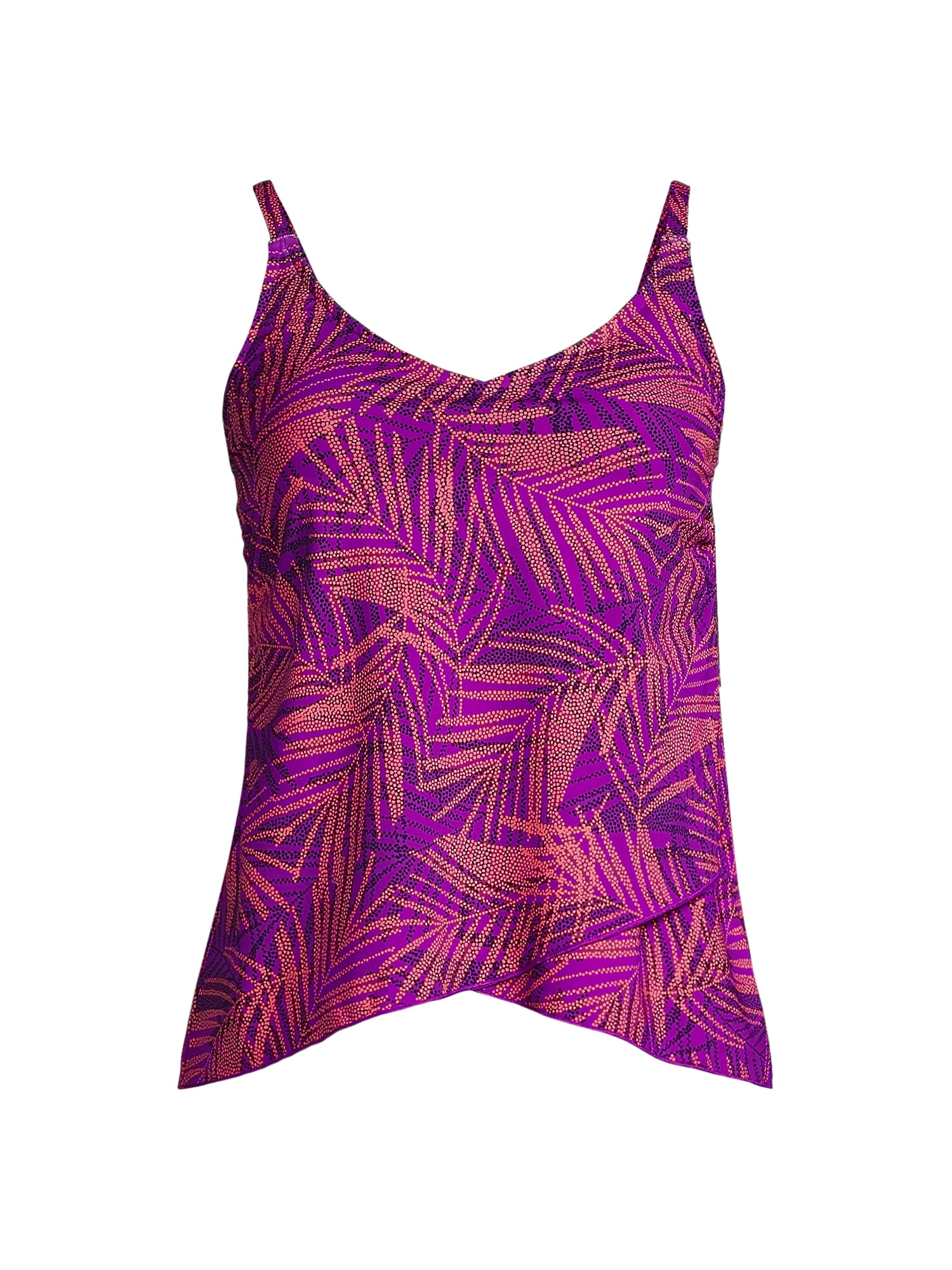 Lands' End Women's Plus Size V-Neck Tulip Hem Tankini Swimsuit Top ...