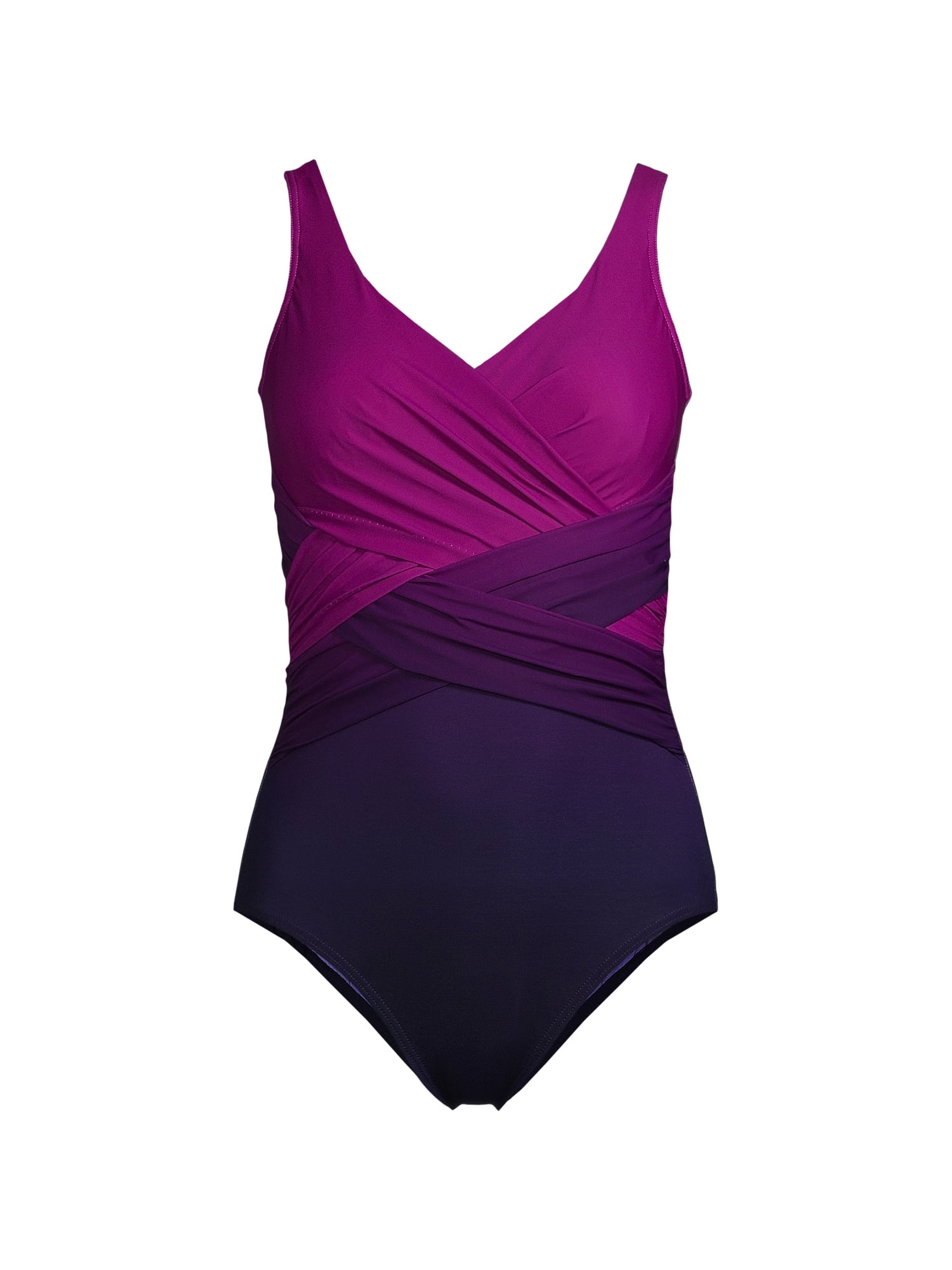 Lands' End Women's Plus Size SlenderSuit Slimming Bathing Suit with Bra ...