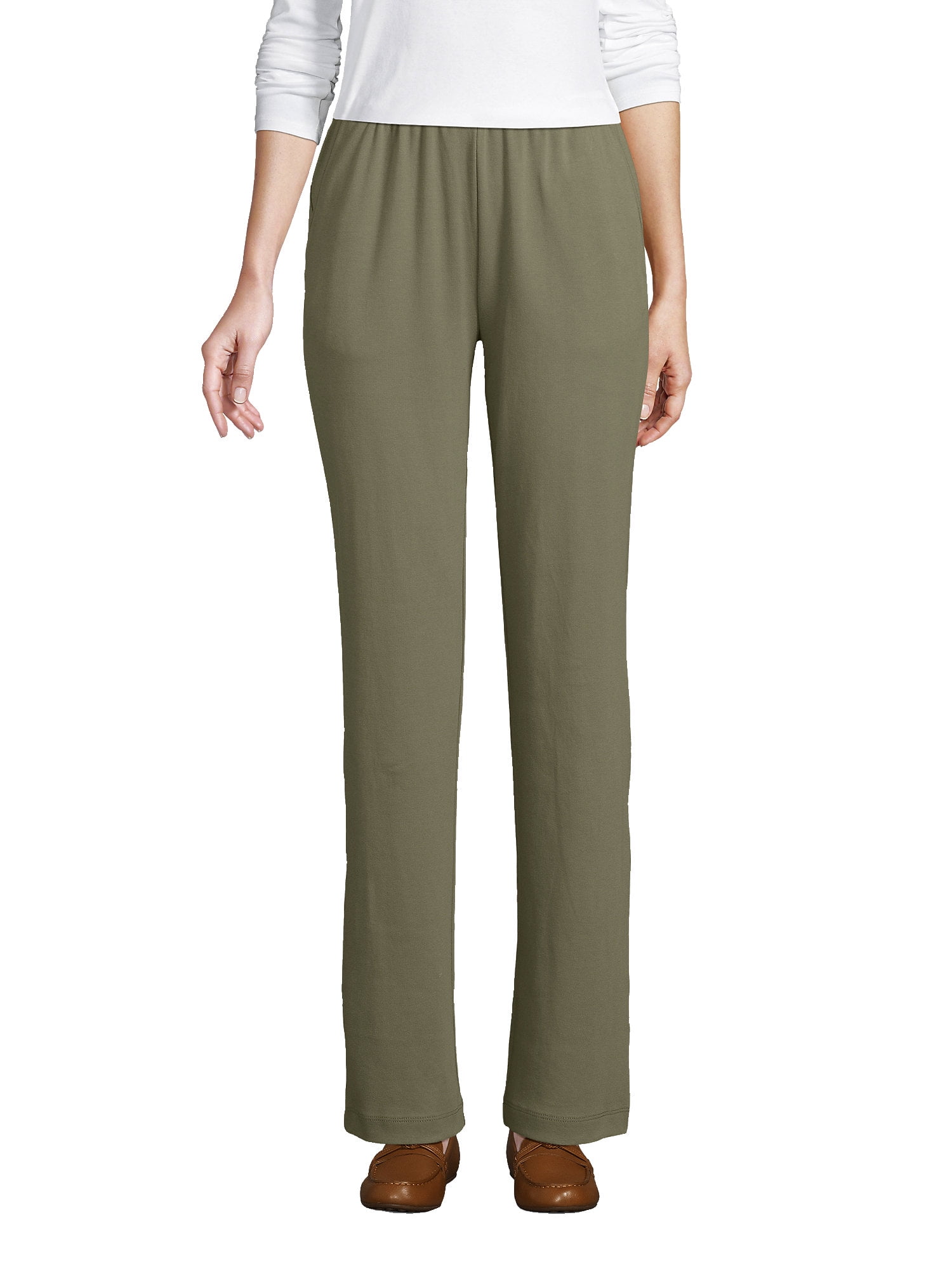 Lands' End Women's Sport Knit High Rise Elastic Waist Pants - Walmart.com