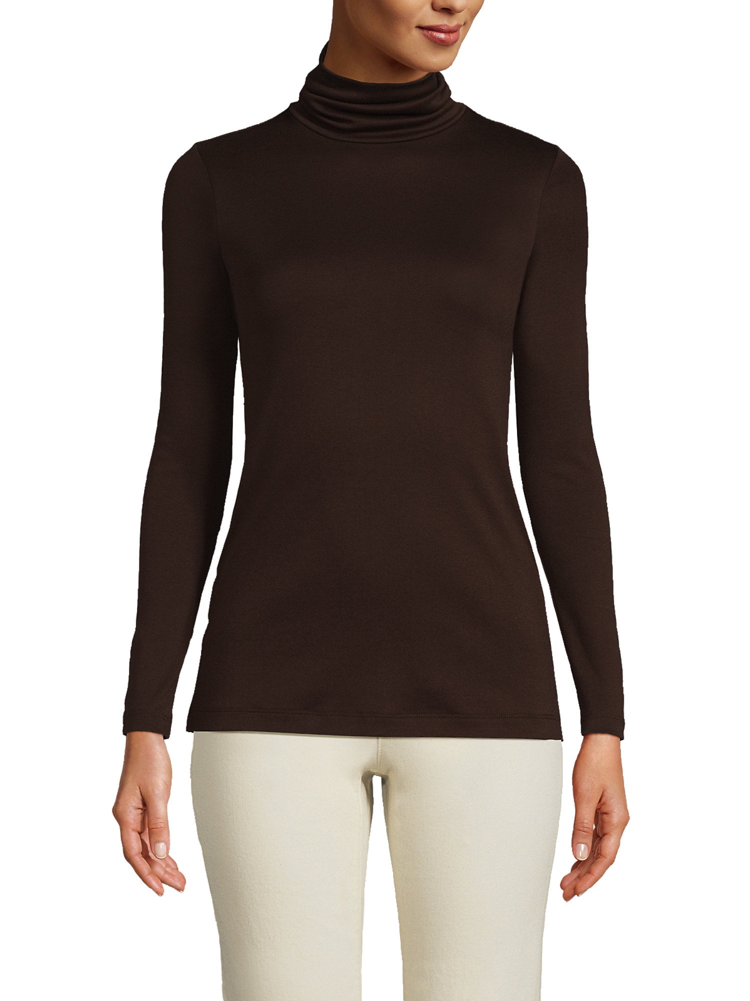 Lands' End Women's Supima Cotton Long Sleeve Turtleneck - Walmart.com