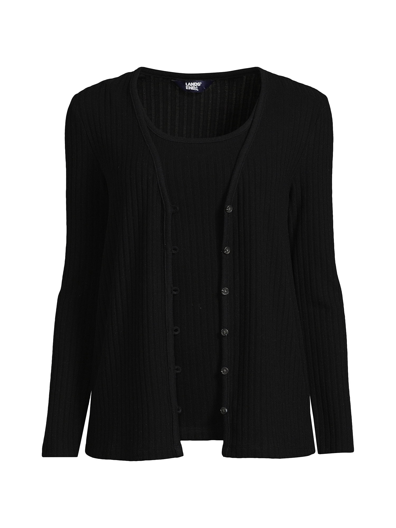 Lands' End Women's Wide Rib Cardigan and Tank Set - Walmart.com