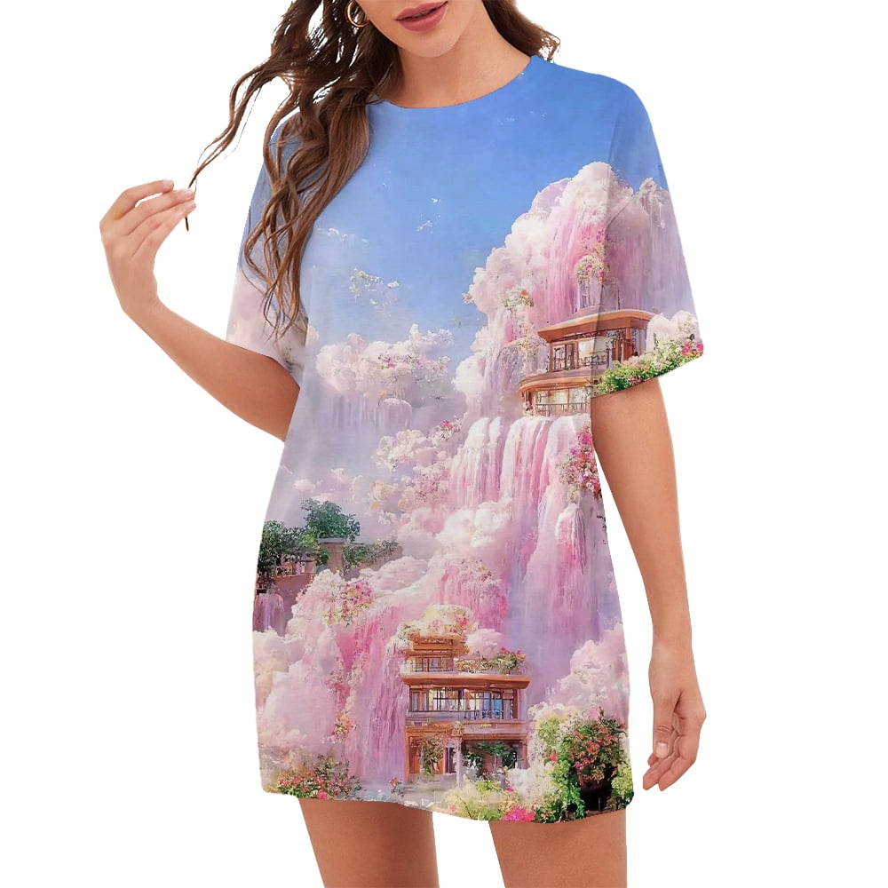 Landscape 3D Dream Women Flower Print Dress Fashion Summer Natural ...