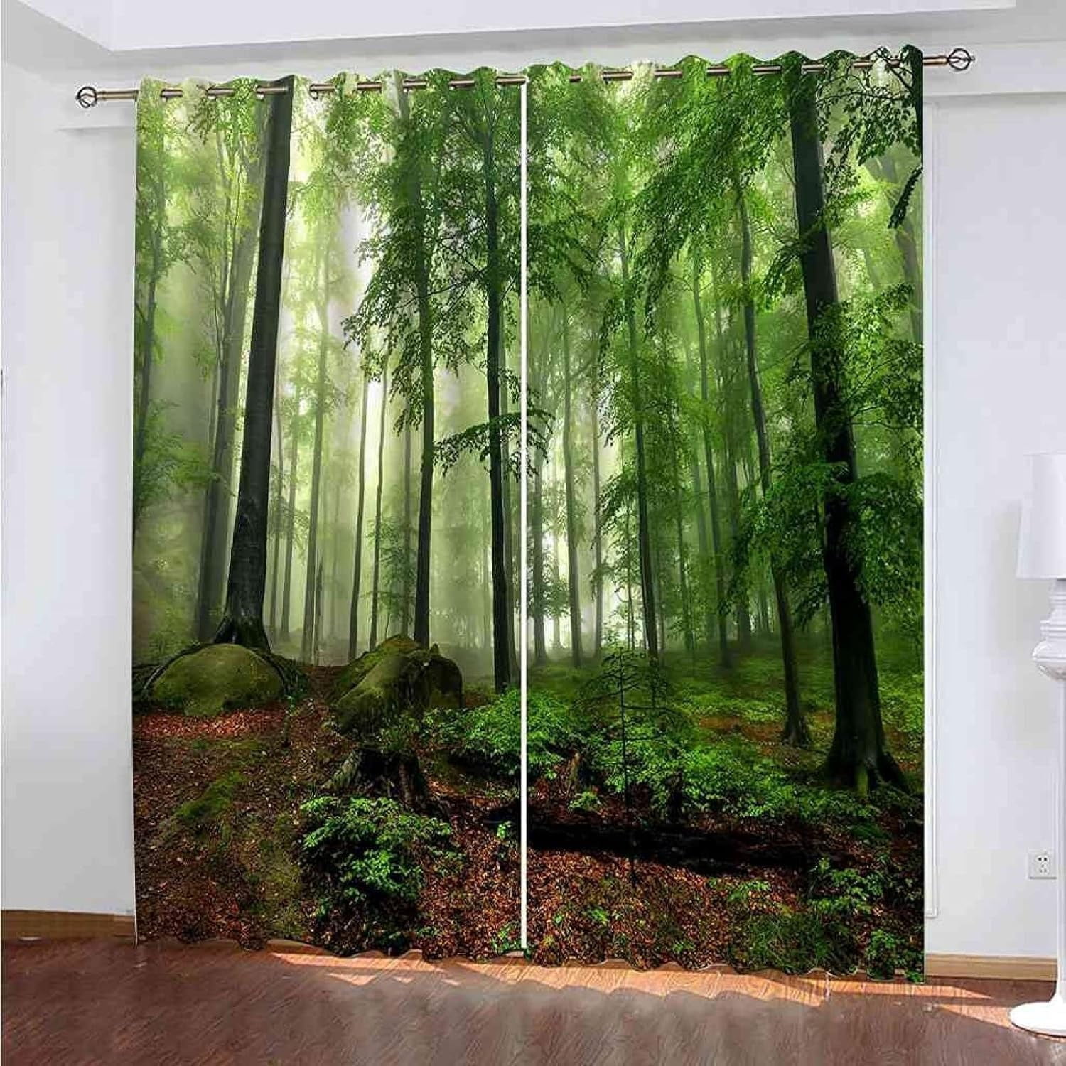 Landscape And Green Plants Eyelet Blackout Curtains, Tropical ...